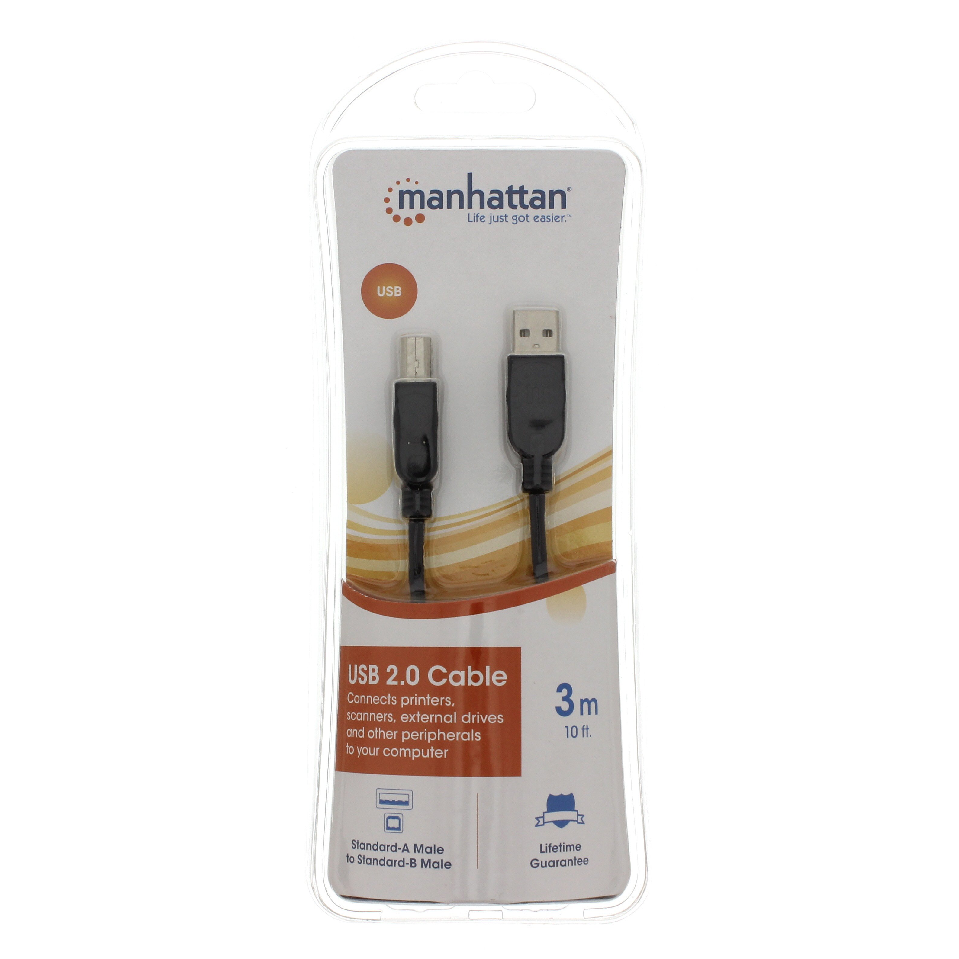 Manhattan Black A Male To B Male USB Hi-Speed Cable - Shop Connection ...