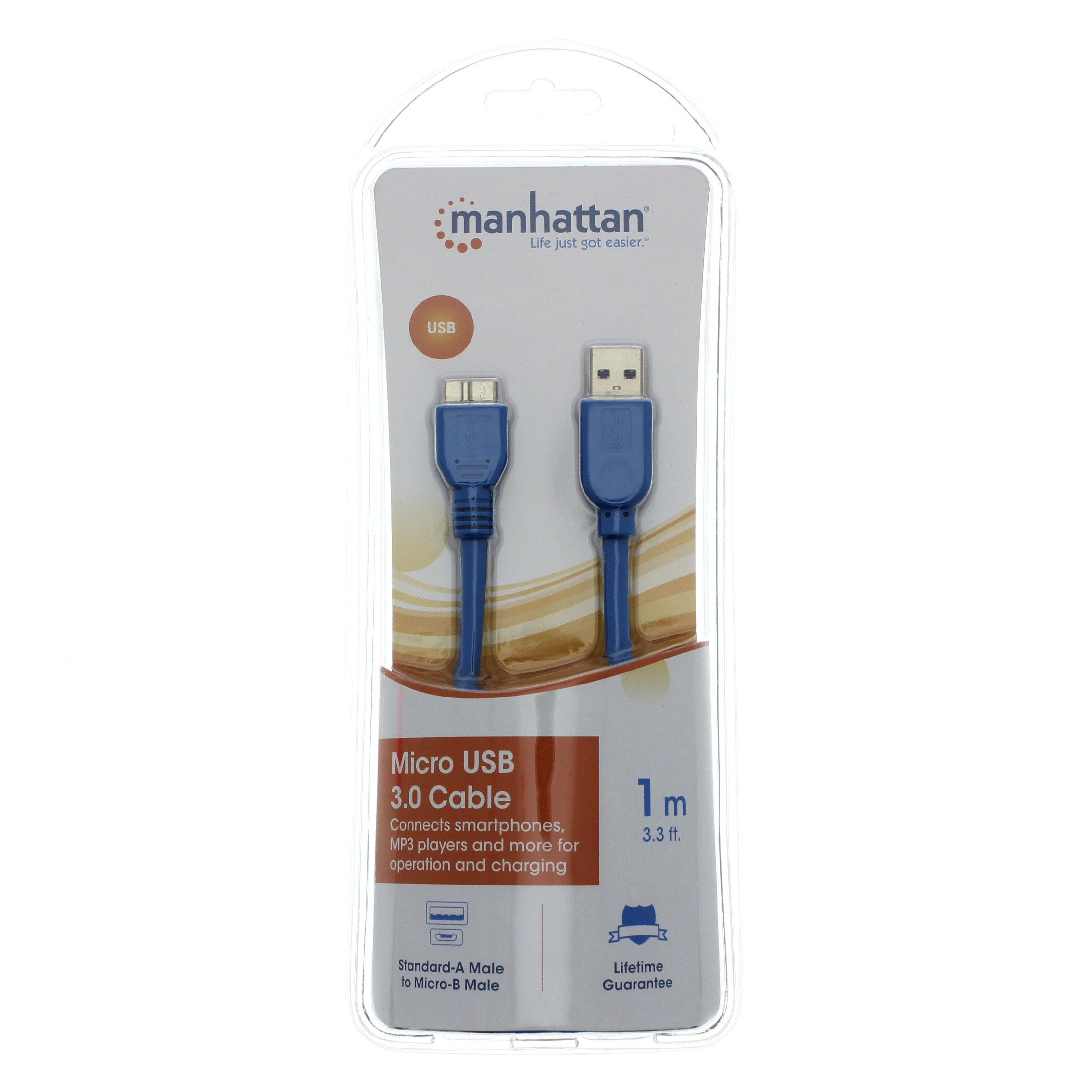 Manhattan Blue A Male To Micro B Male USB Super Speed Cable - Shop ...