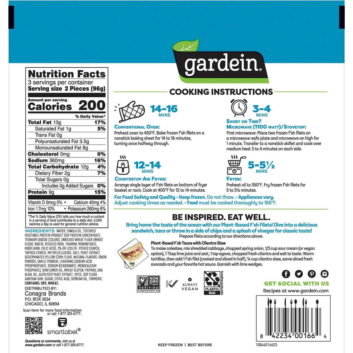 Gardein Vegan Frozen Golden Plant-Based Fishless Filets - Shop Meat ...