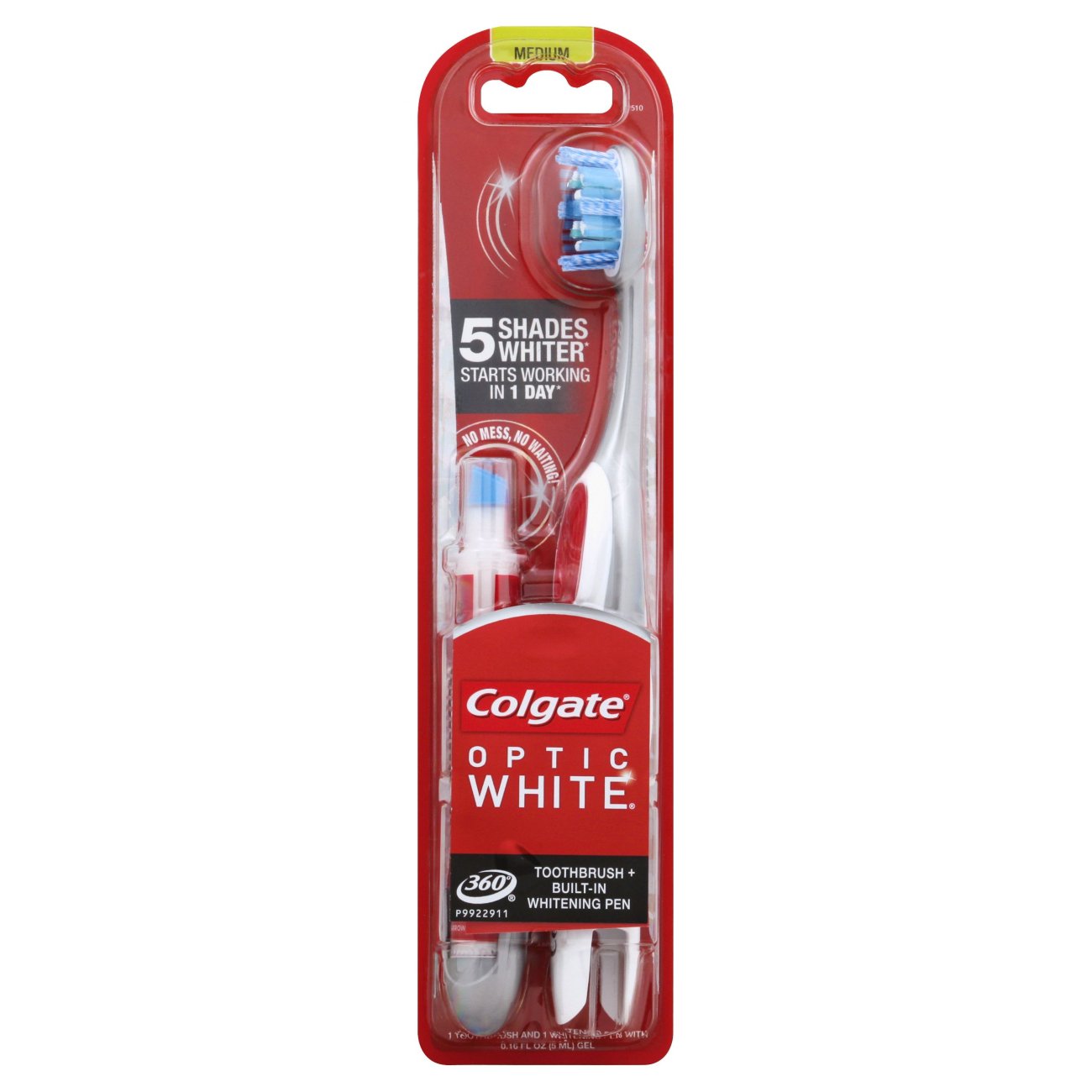 Colgate Optic White Toothbrush Plus Whitening Pen, Compact Head Medium ...