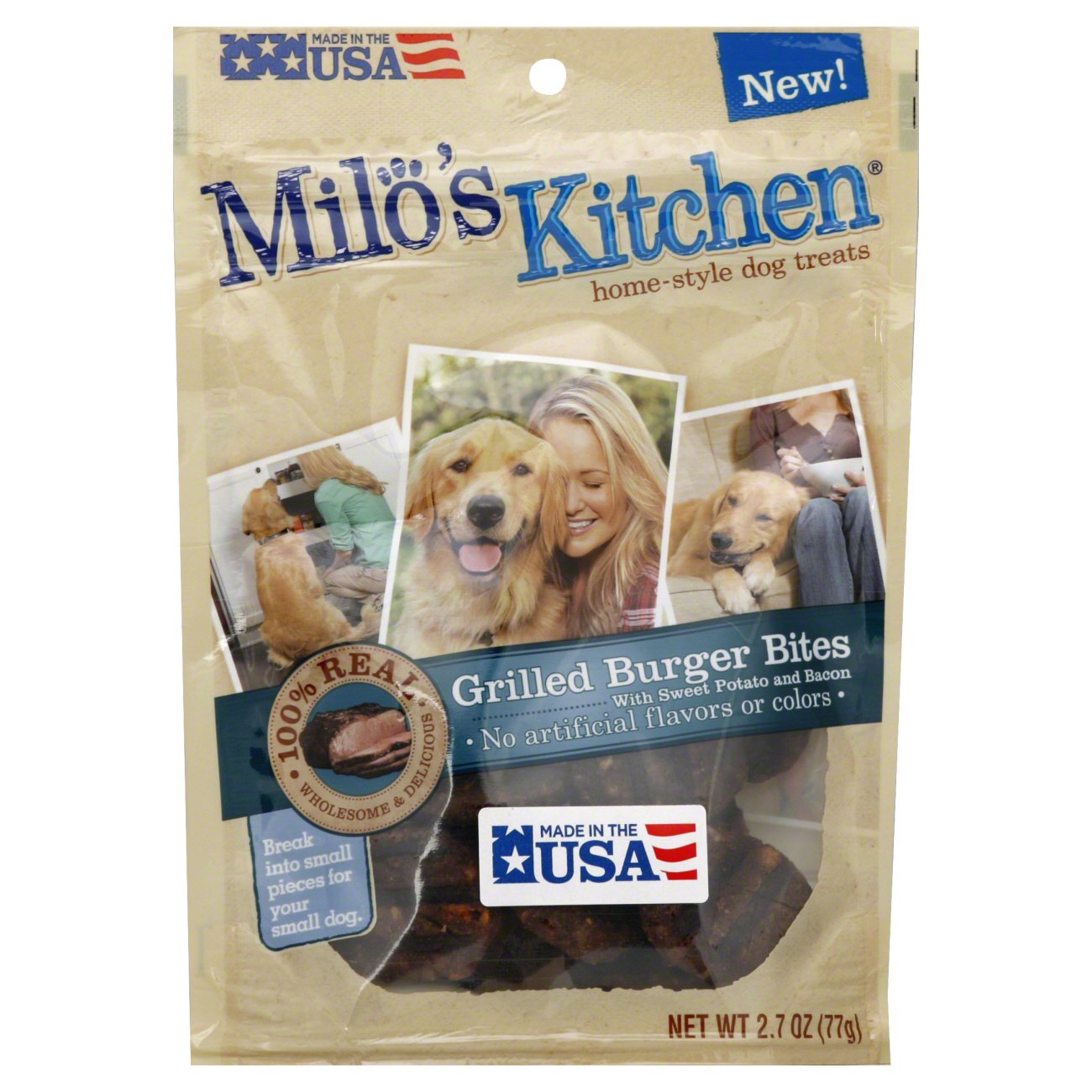 Milo's Kitchen Grilled Burger Bites with Sweet Potato and Bacon Dog ...