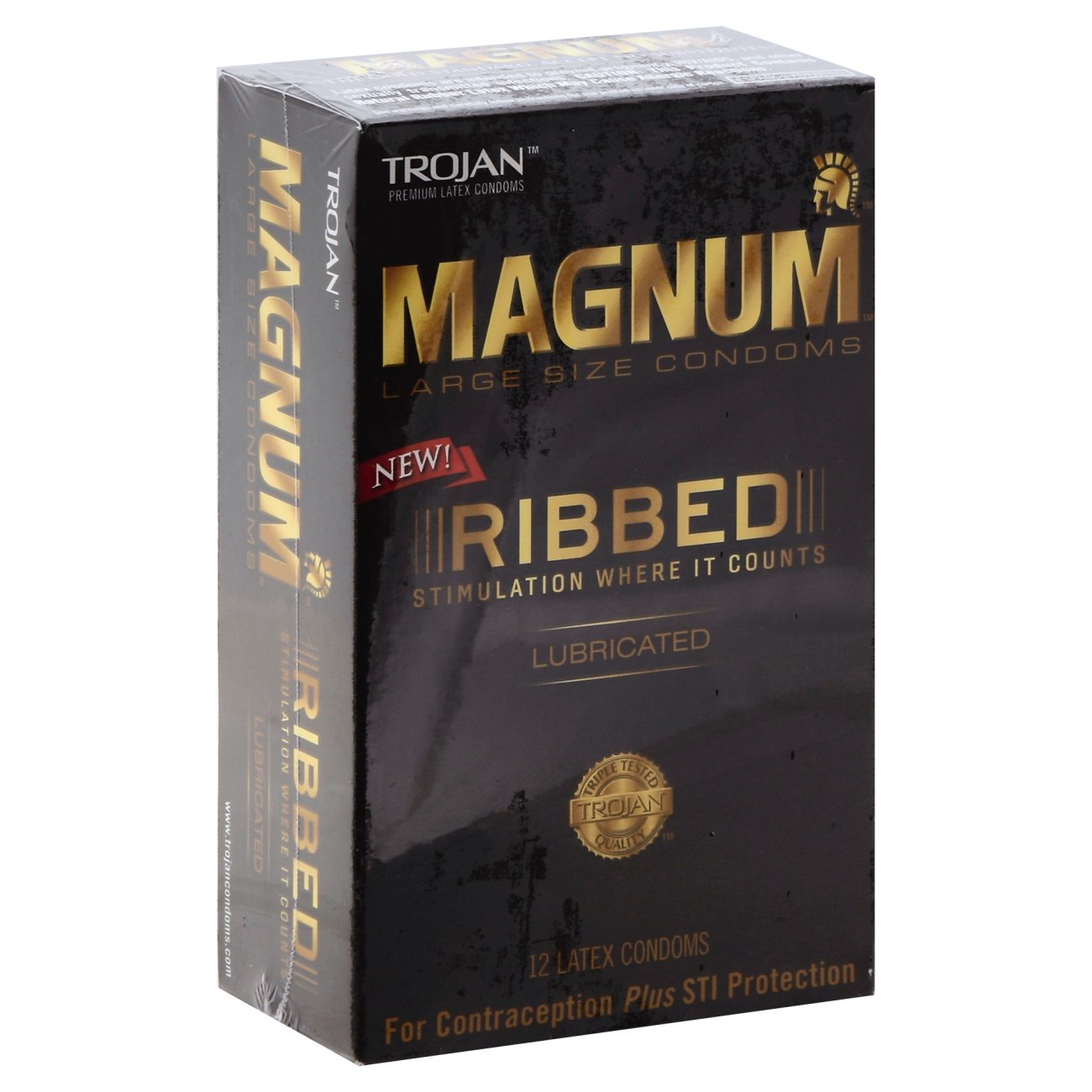 Trojan Magnum Large Size Ribbed Lubricated Latex Condoms - Shop Condoms ...