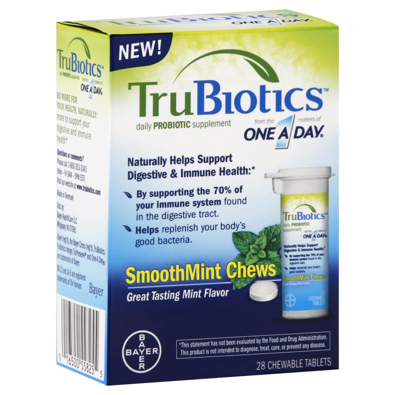 TruBiotics Daily Probiotic Supplement SmoothMint Chewable Tablets ...