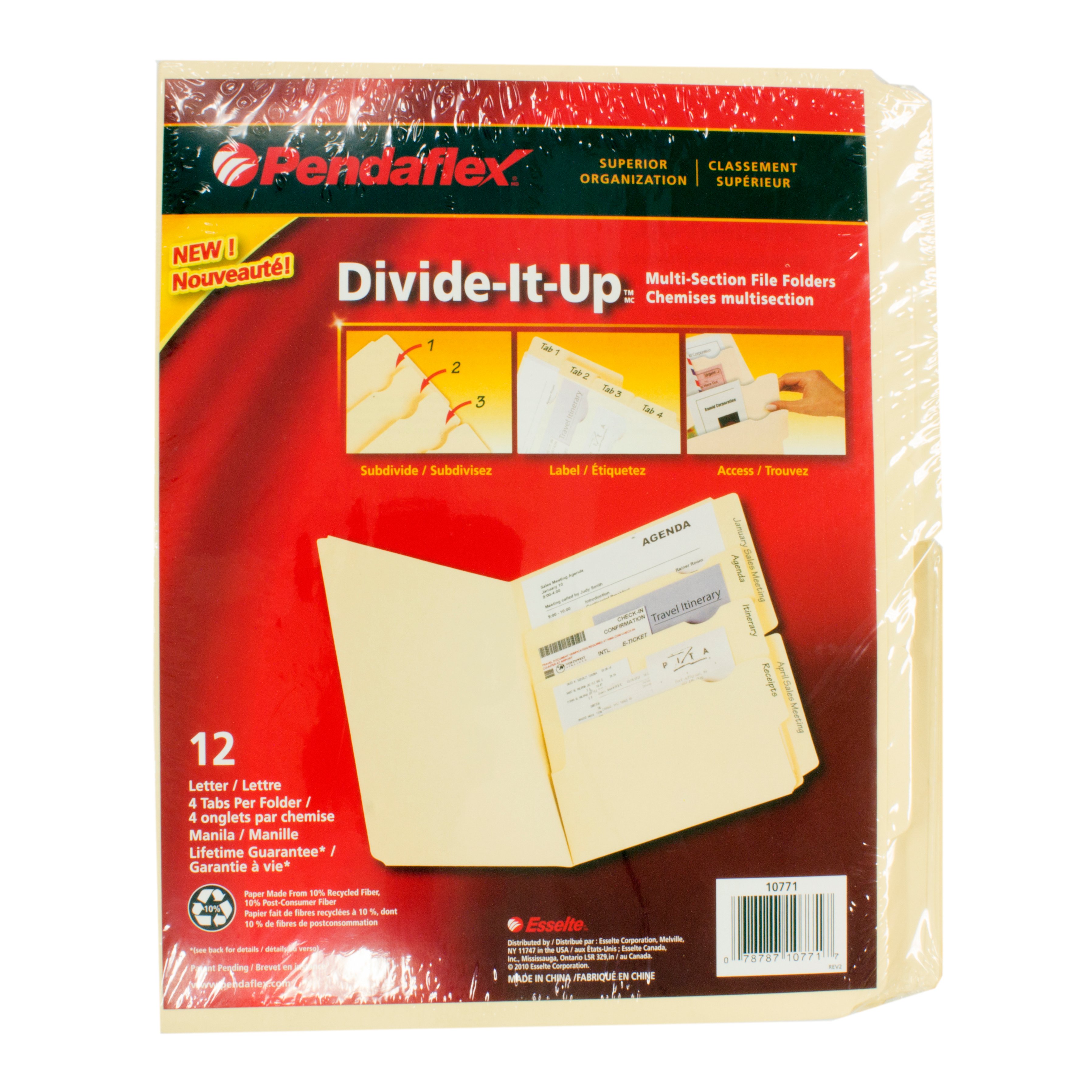 Esselte Pendaflex Divide-It-Up File Folders - Shop Folders at H-E-B