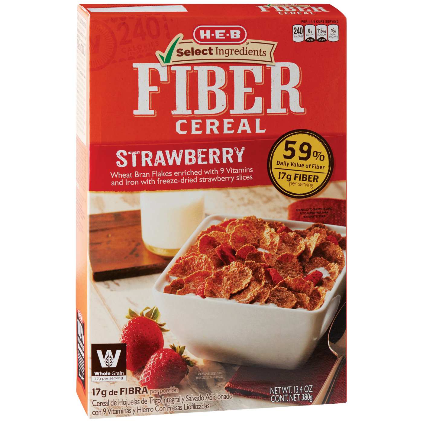 H-E-B Wheat Bran Flakes Fiber Cereal - Strawberry - Shop Cereal at H-E-B
