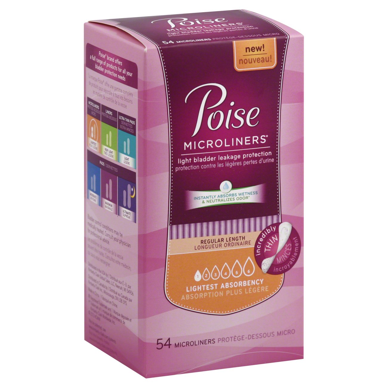 Poise Regular Lightest Absorbency Microliners - Shop Incontinence at H-E-B