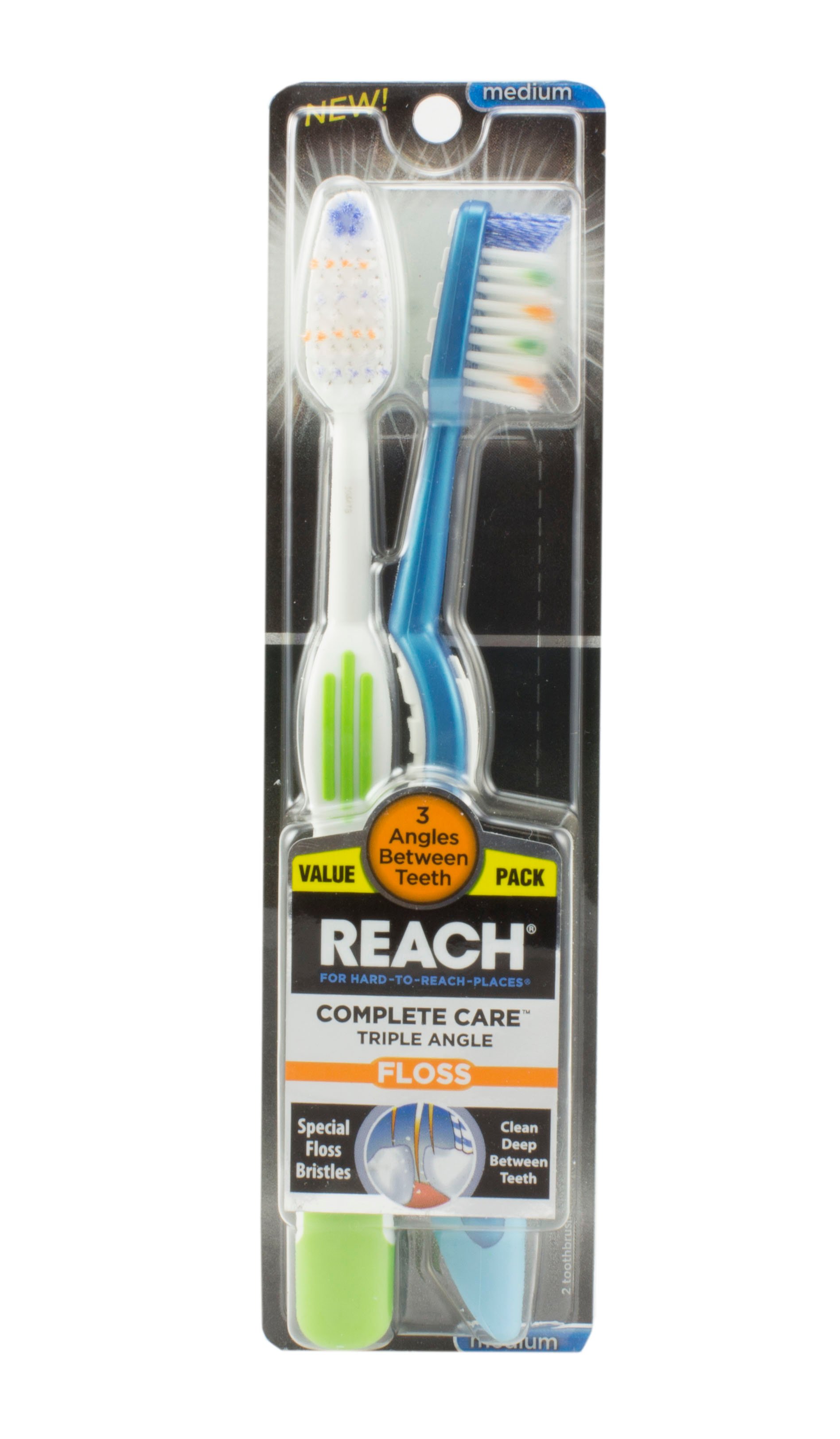 Reach Medium Complete Care Triple Action Floss Toothbrush Value Pack ...