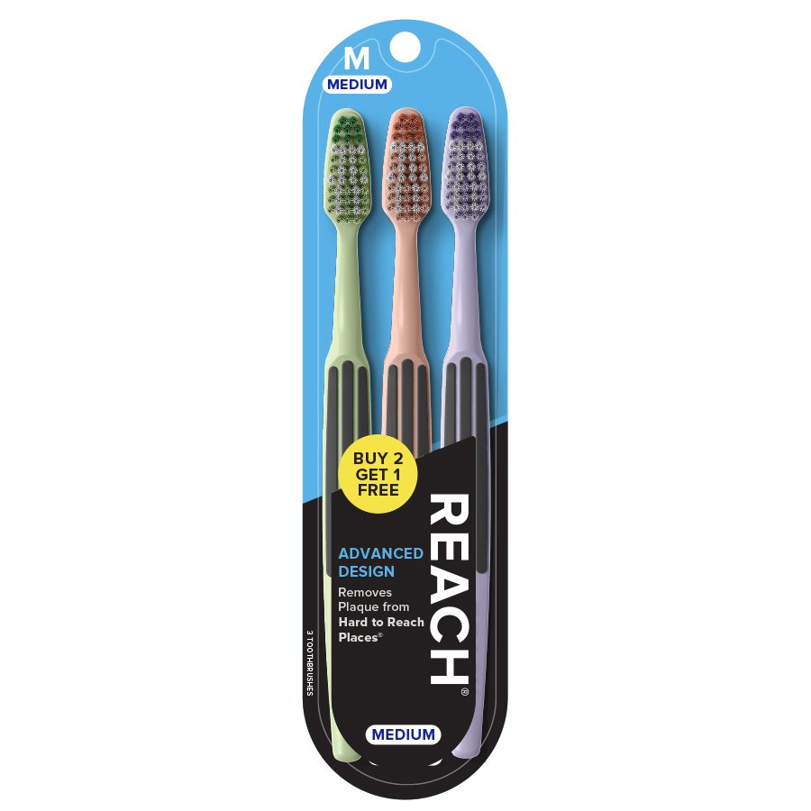 Reach Advanced Design Medium Toothbrushes - Colors May Vary - Shop ...