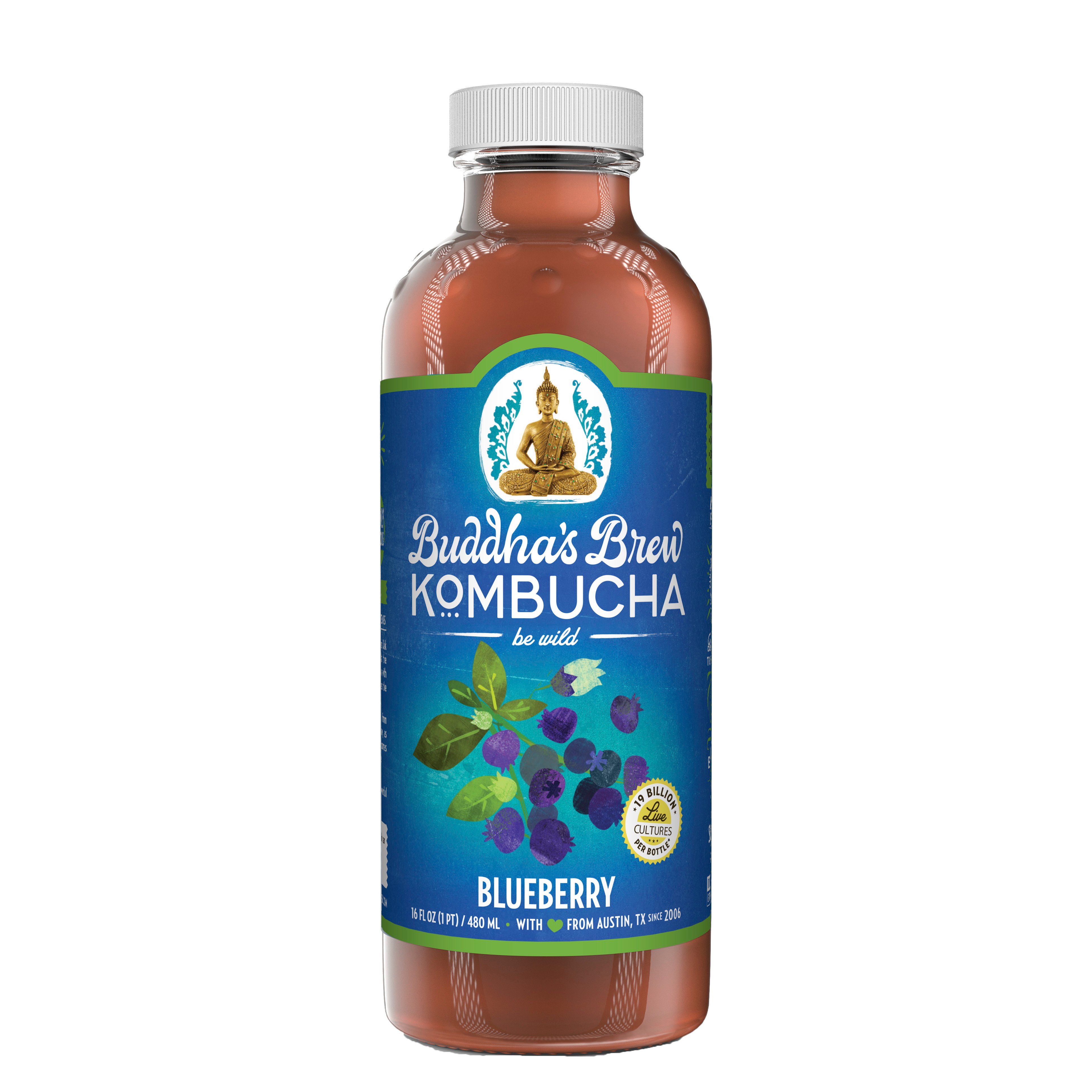 Buddha's Brew Blueberry Kombucha, 16 oz | Central Market - Really Into Food