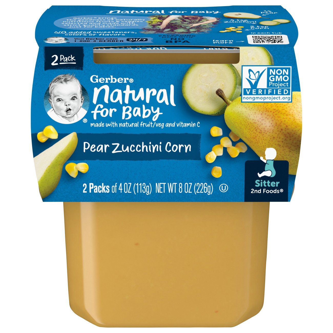 Gerber Stage 2 Baby Food - Pear Zucchini & Corn, 4 oz Tubs - Shop Baby ...