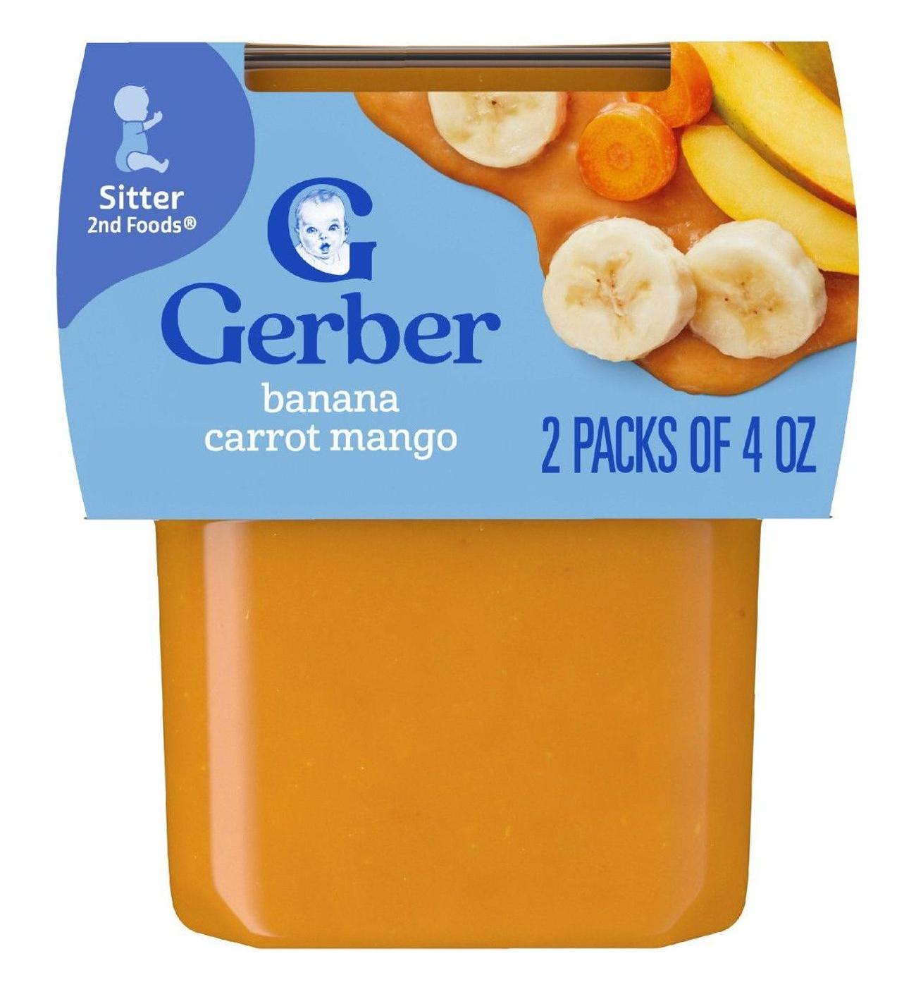 Gerber Stage 2 Baby Food - Banana Carrot & Mango, 4 oz Tubs - Shop Baby ...