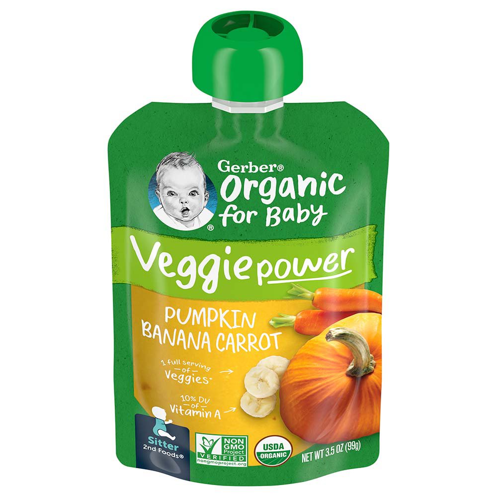 Gerber Organic for Baby Veggiepower Pouch - Pumpkin Banana Carrot ...