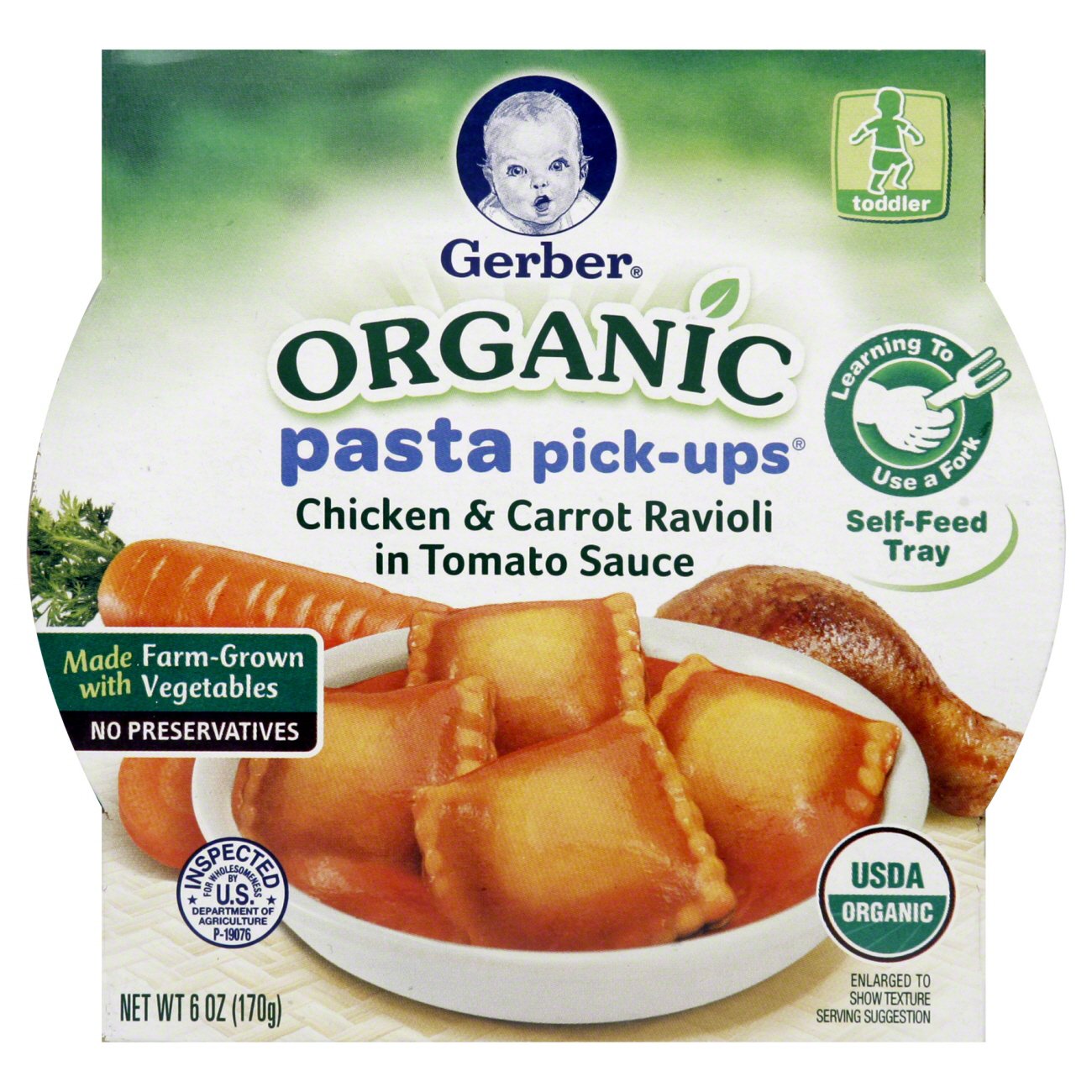 Gerber Organic Pasta Pick-Ups Chicken & Carrot Ravioli in Tomato Sauce ...
