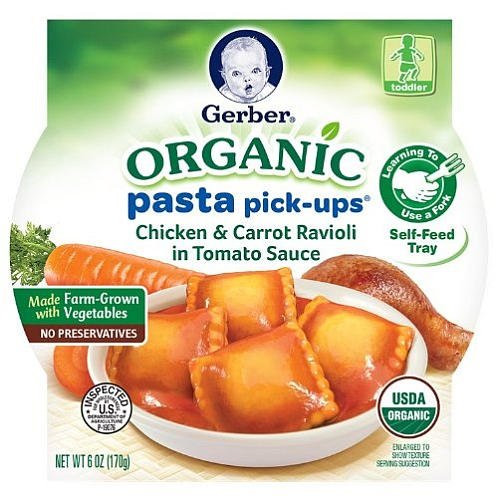 Gerber Organic Pasta Pick-Ups Chicken & Carrots Ravioli in Tomato Sauce ...