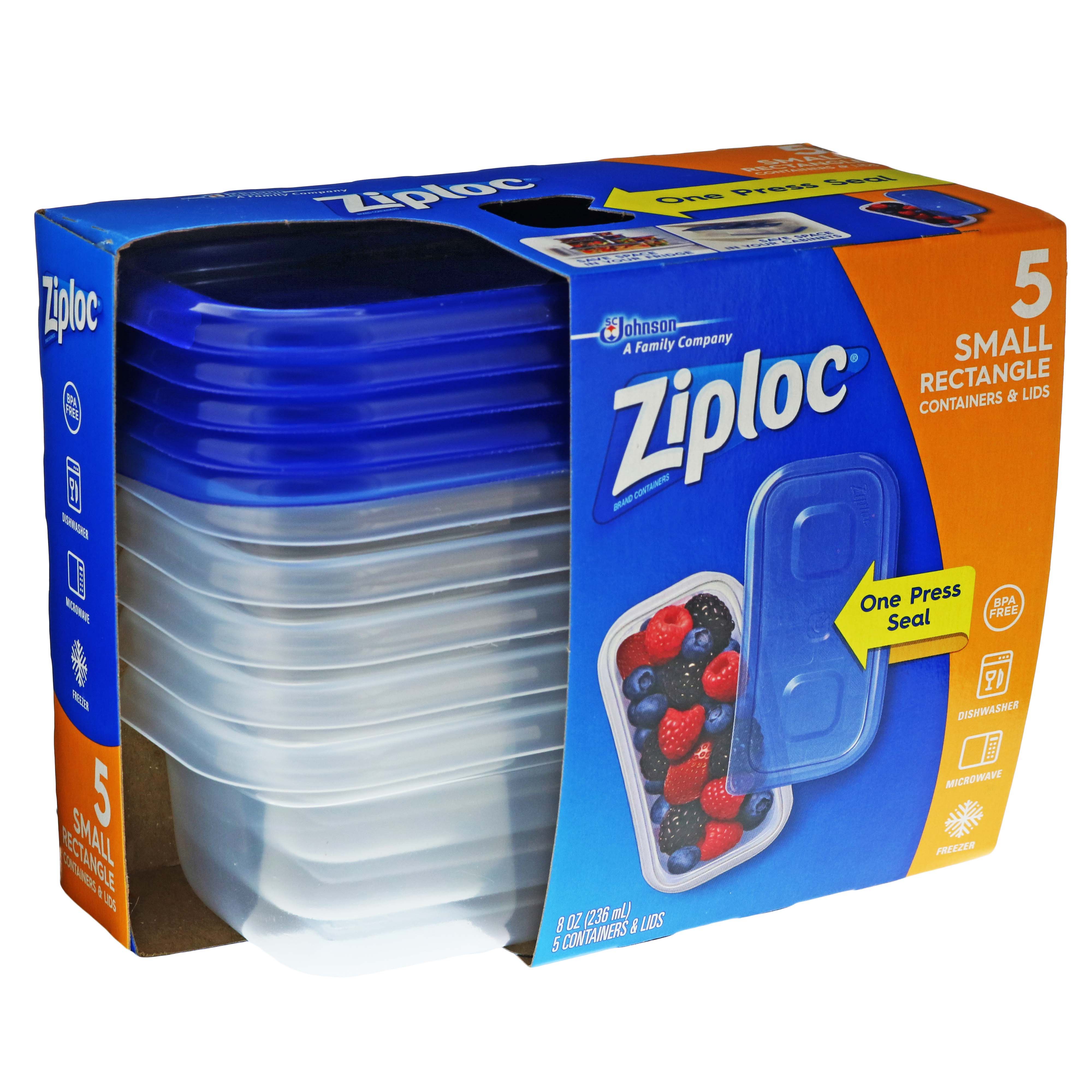 Ziploc Small Rectangle Food Storage Containers, 5 ct | Central Market ...