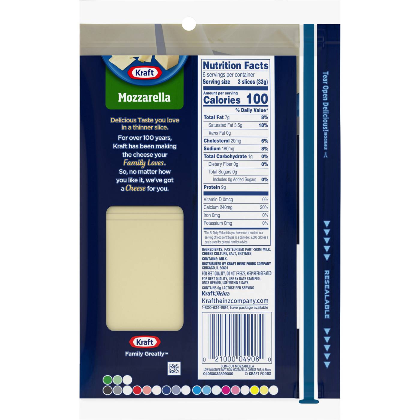 Kraft Mozzarella Sliced Cheese, Slim Cut - Shop Cheese at H-E-B