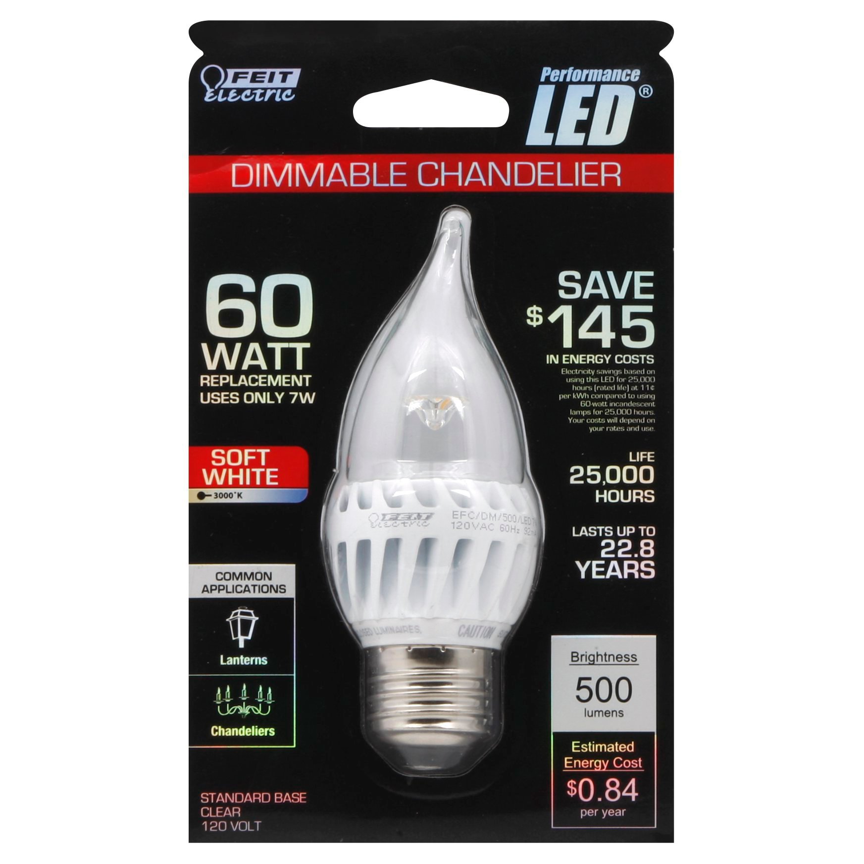 Feit Electric Performance 60-Watt Dimmable Chandelier LED Light Bulb ...