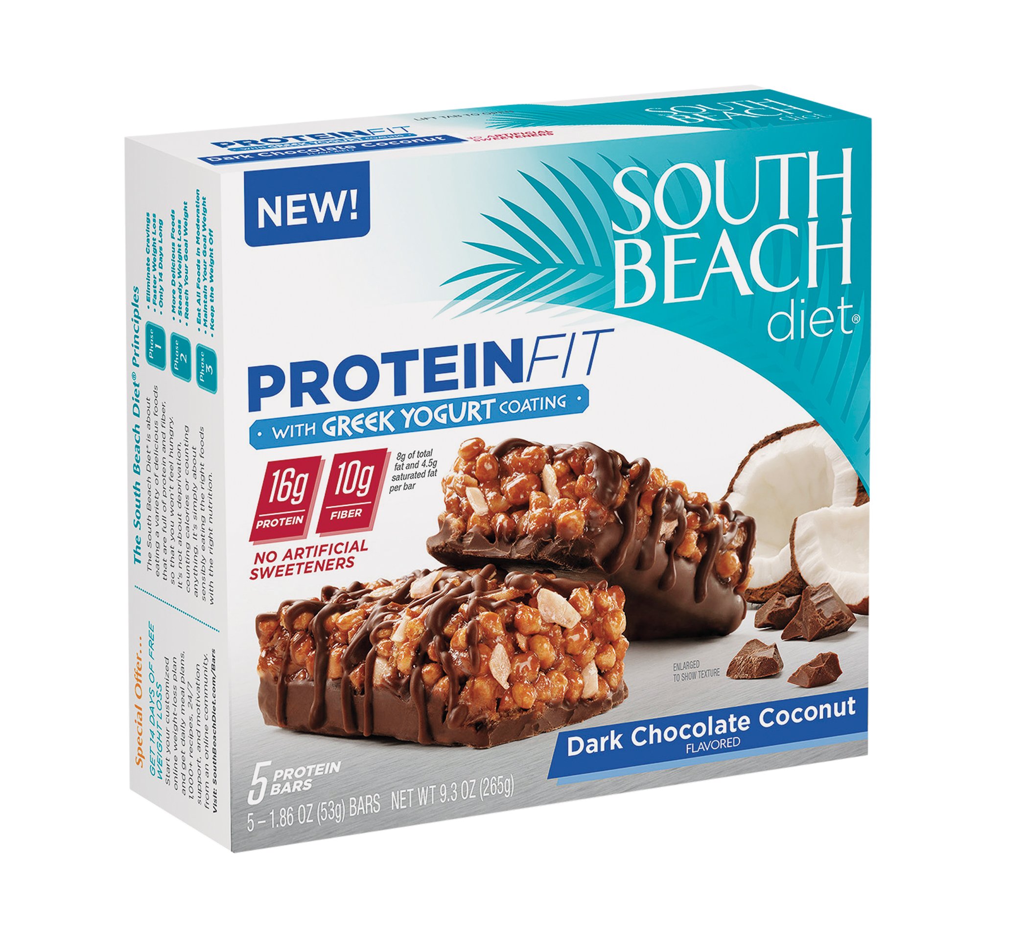South Beach Diet Protein Fit Dark Chocolate Coconut Bars - Shop Diet ...