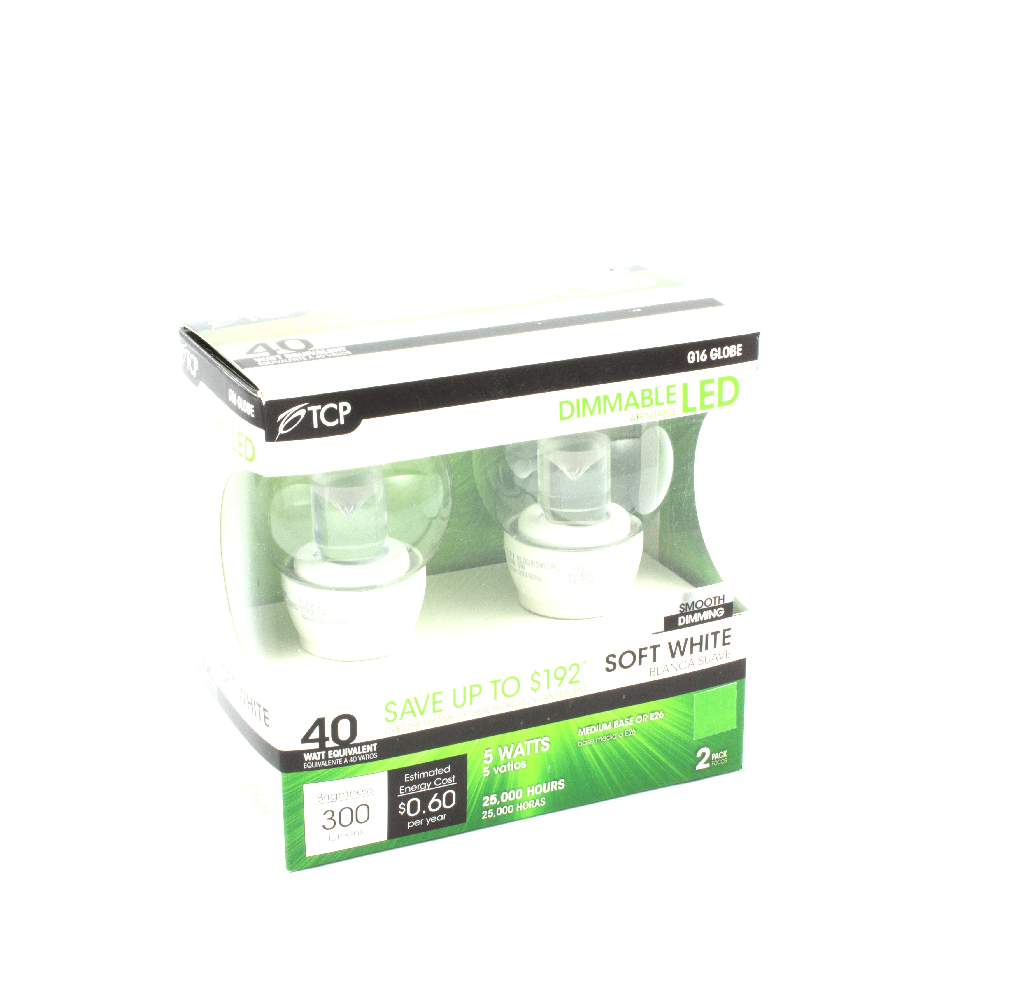 TCP G16 40-Watt Dimmable Soft White LED Light Bulbs - Shop Light Bulbs ...