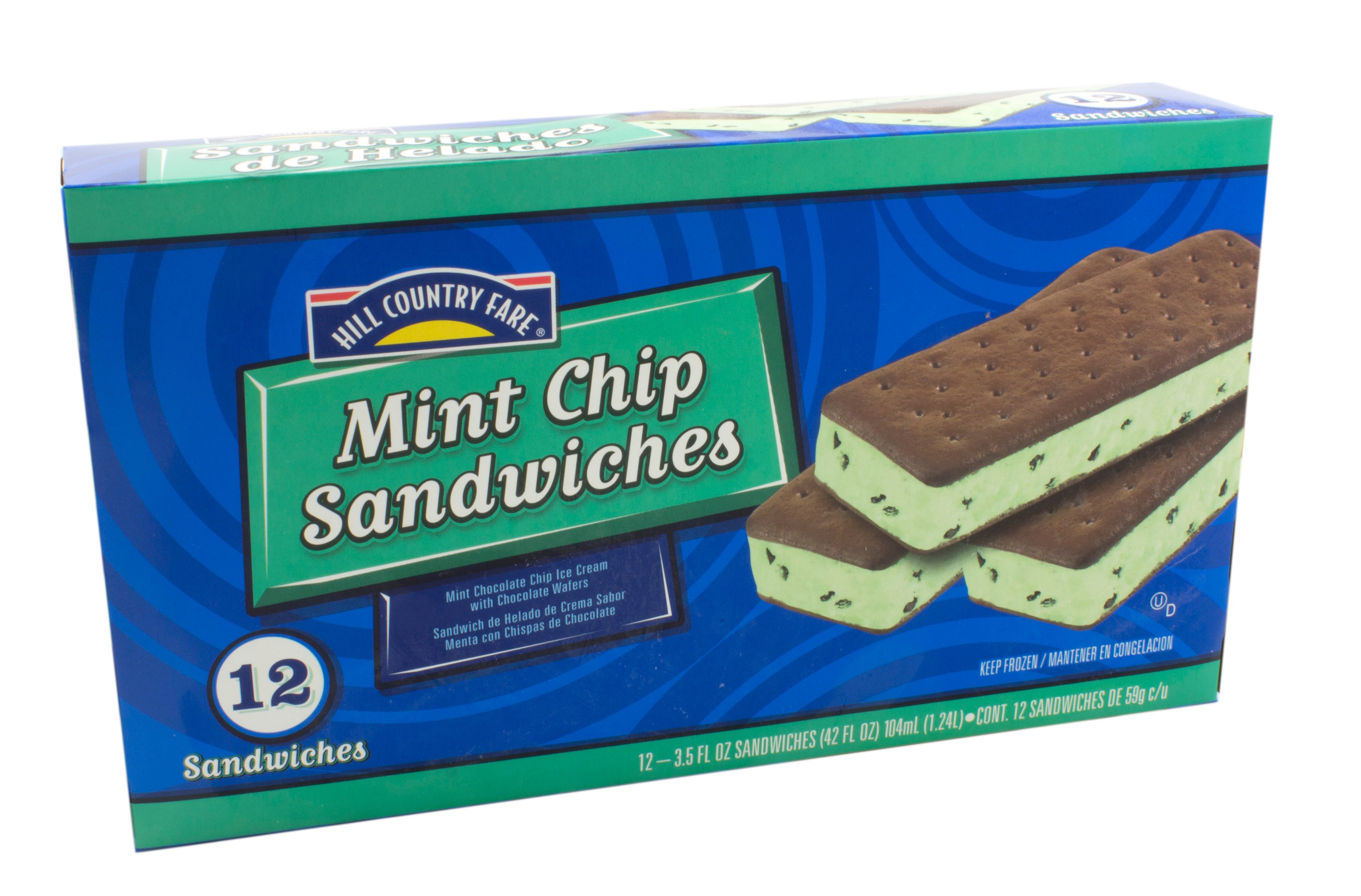 Hill Country Fare Mint Chip Sandwiches - Shop Ice Cream at H-E-B
