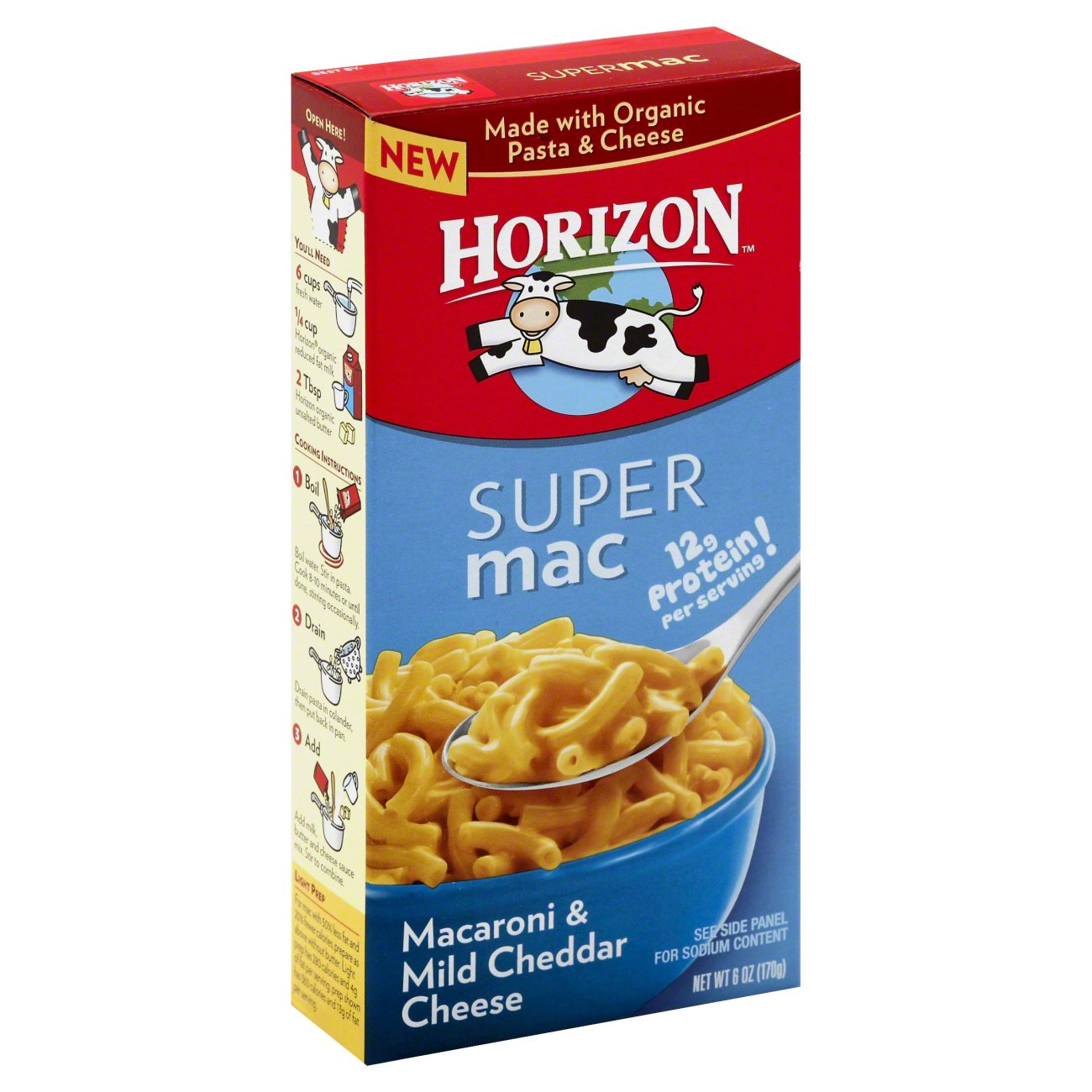 Horizon Organic Super Mac with Protein Macaroni and Mild Cheddar Cheese ...