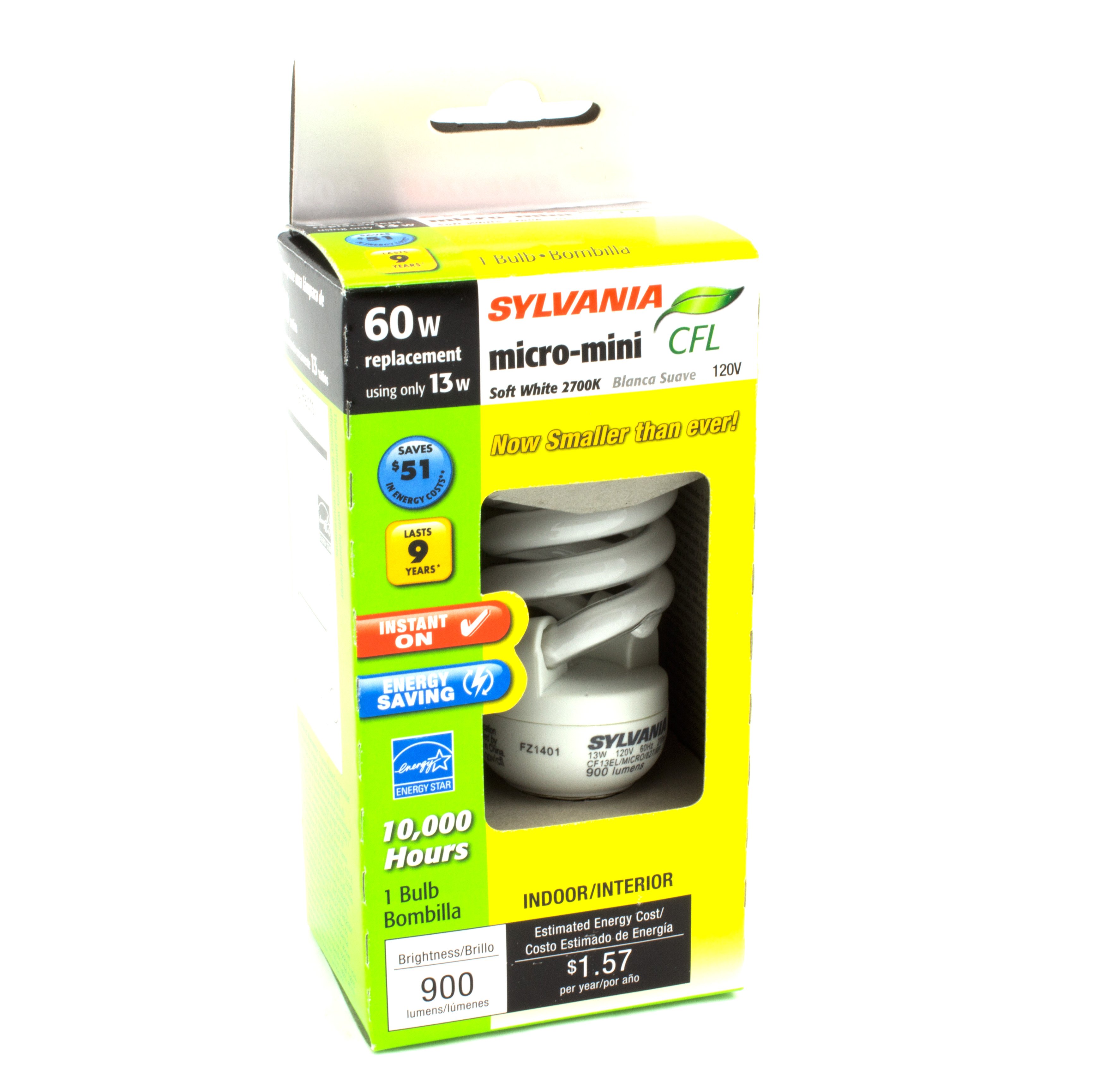 Sylvania Micro-Mini 60-Watt Soft White Indoor CFL Light Bulb - Shop ...