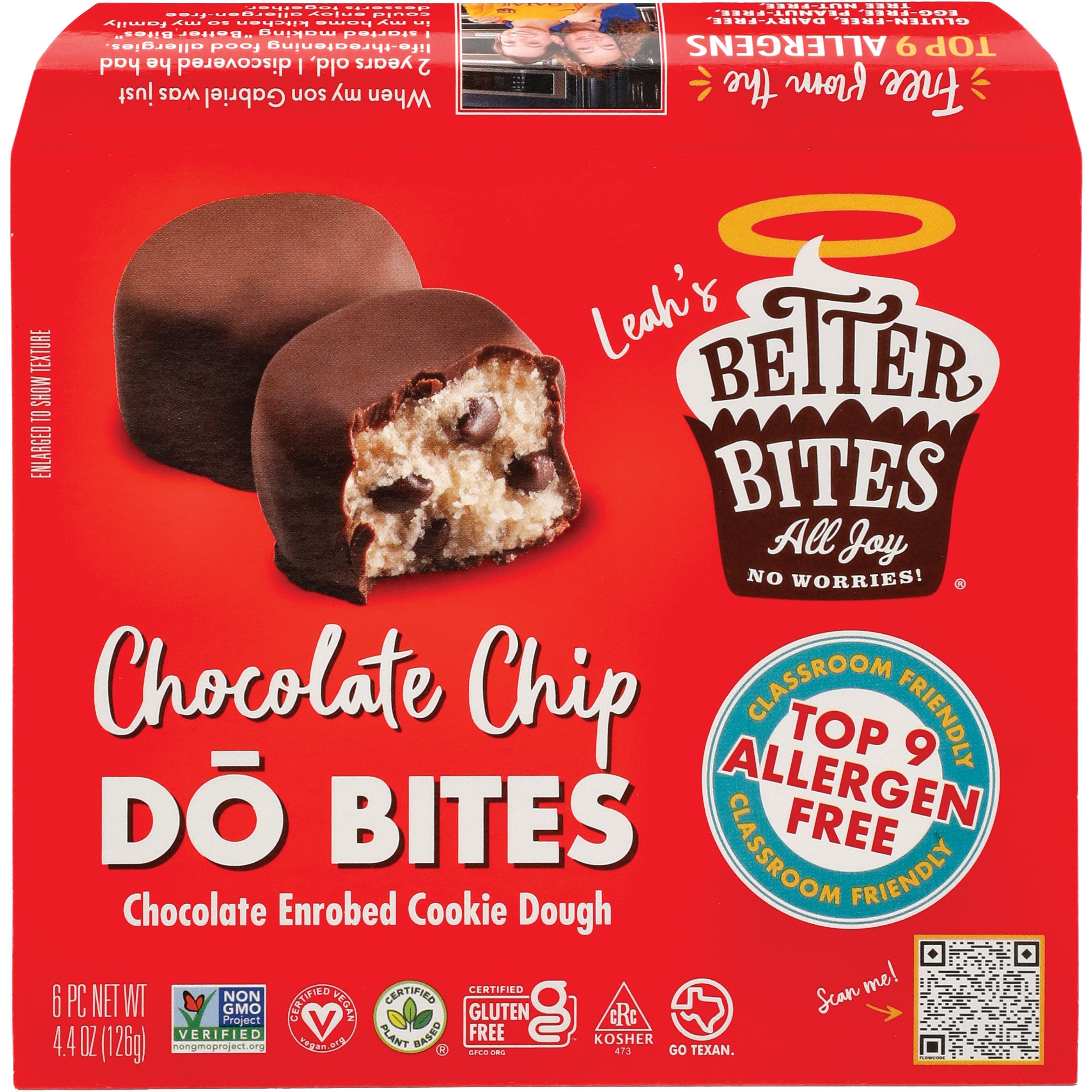 Leah's Better Bites Plant-Based Chocolate Enrobed Chocolate Chip Cookie ...