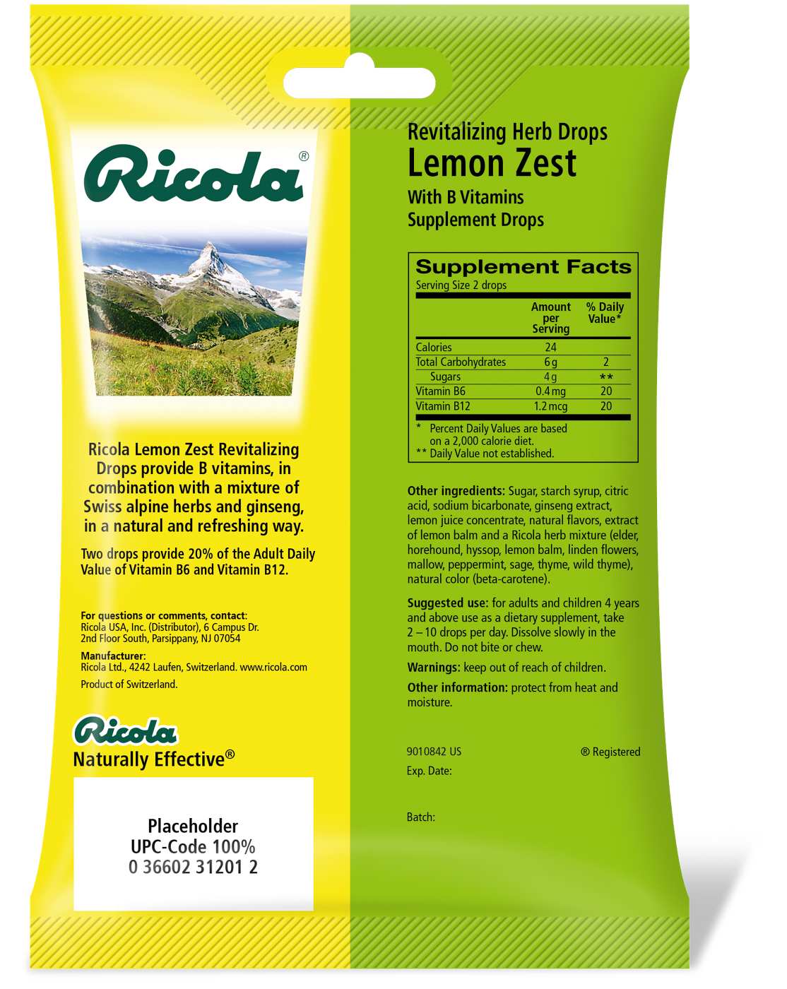 Ricola Revitalizing Herb Drops Lemon Zest - Shop Cough, cold & flu at H-E-B