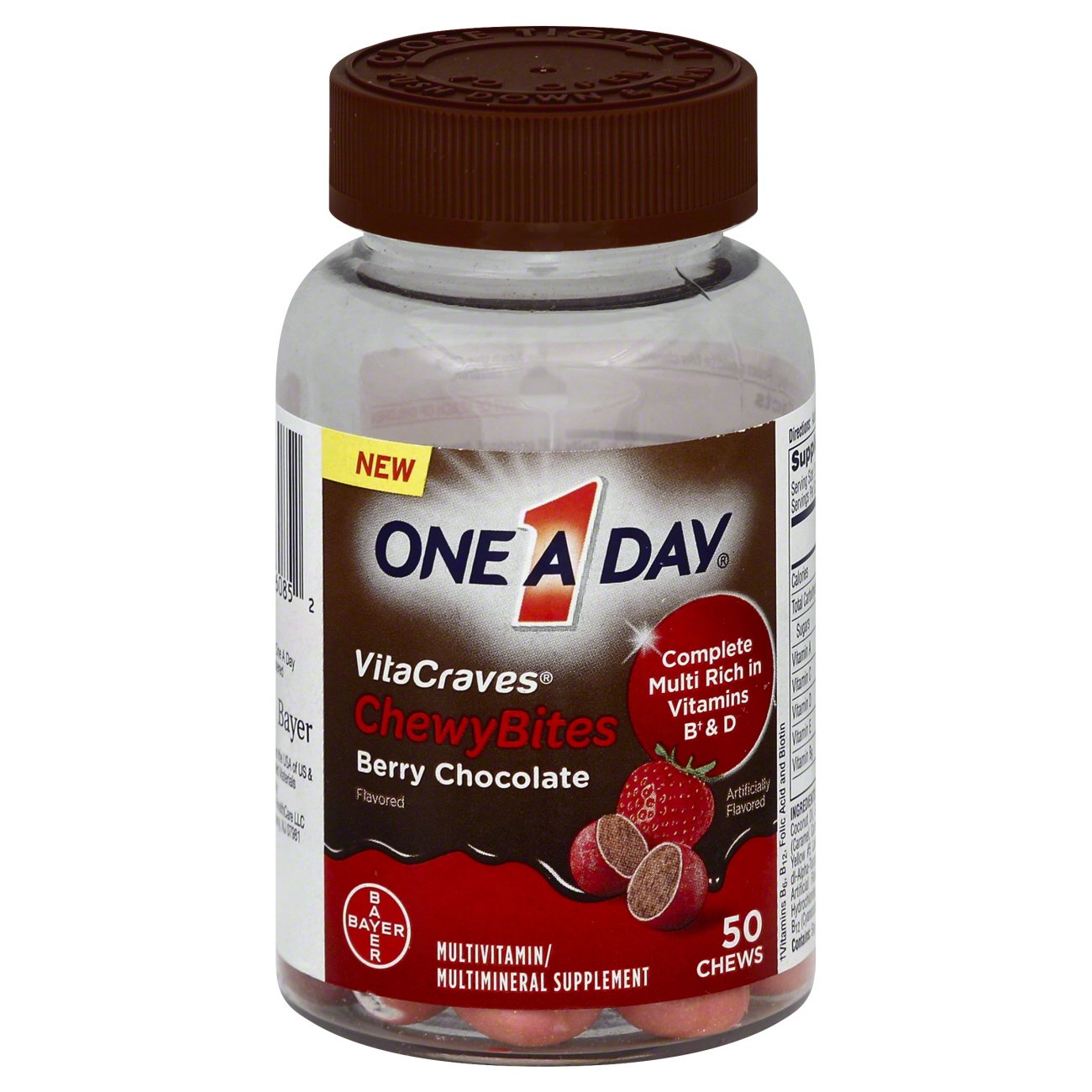 One A Day Vitacraves Chewy Bites Multivitamin, Berry Chocolate - Shop ...