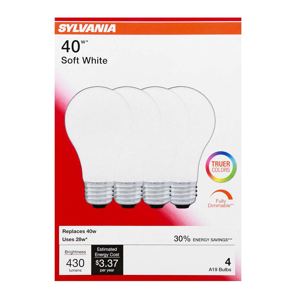 Sylvania A19 40-Watt Soft White Halogen Light Bulbs - Shop Light bulbs ...