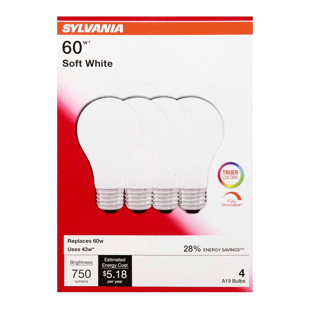 Sylvania A19 60-Watt Soft White Halogen Light Bulbs - Shop Light bulbs ...