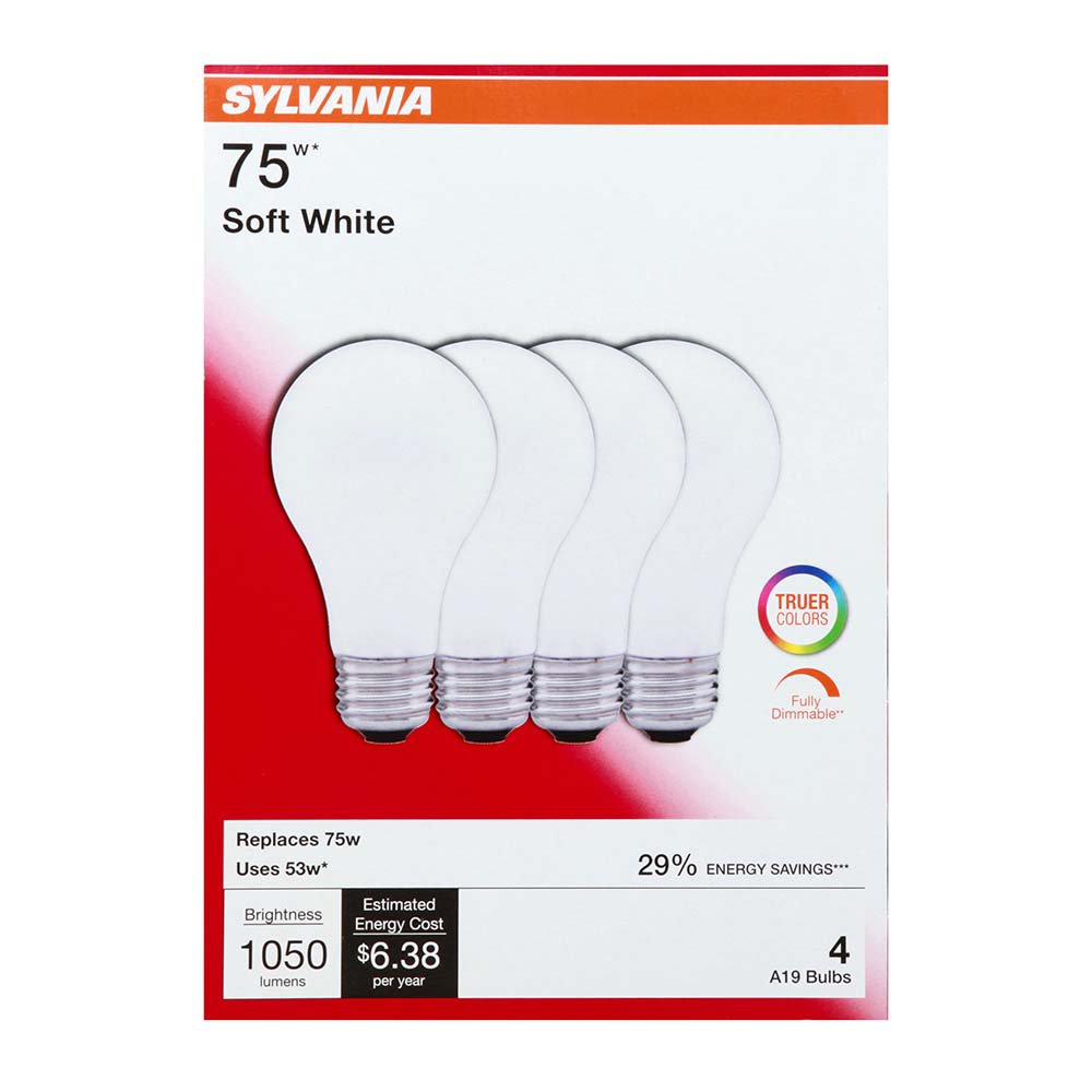 Sylvania A19 75-Watt Soft White Halogen Light Bulbs - Shop Light bulbs ...