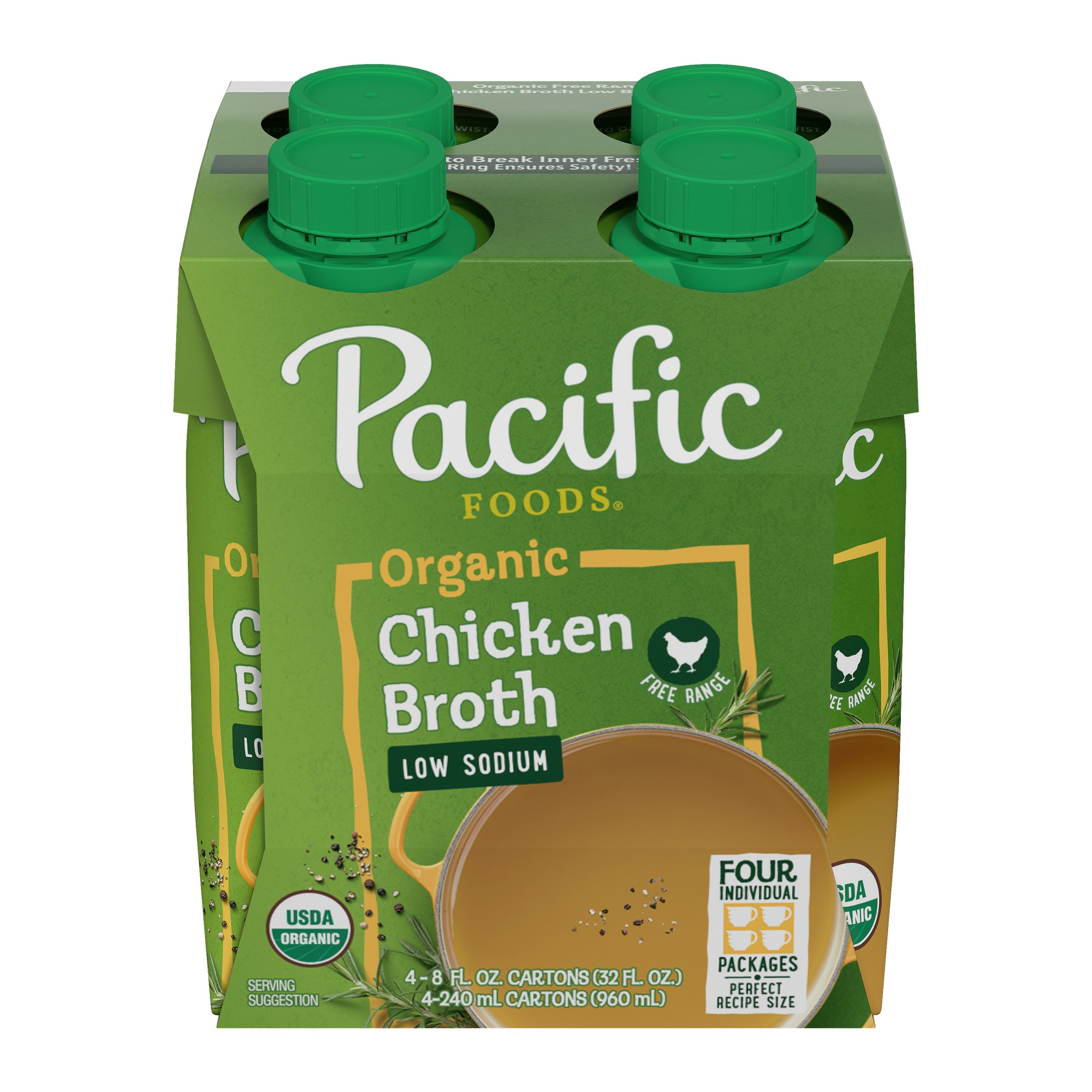 Pacific Foods Organic Low Sodium Free Range Chicken Broth Cartons
