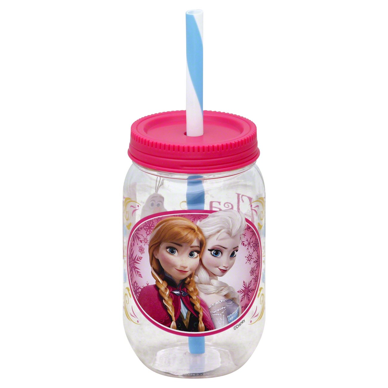 Zak! Designs Disney Frozen Anna & Elsa Mason Jar Tumbler with Straw ...