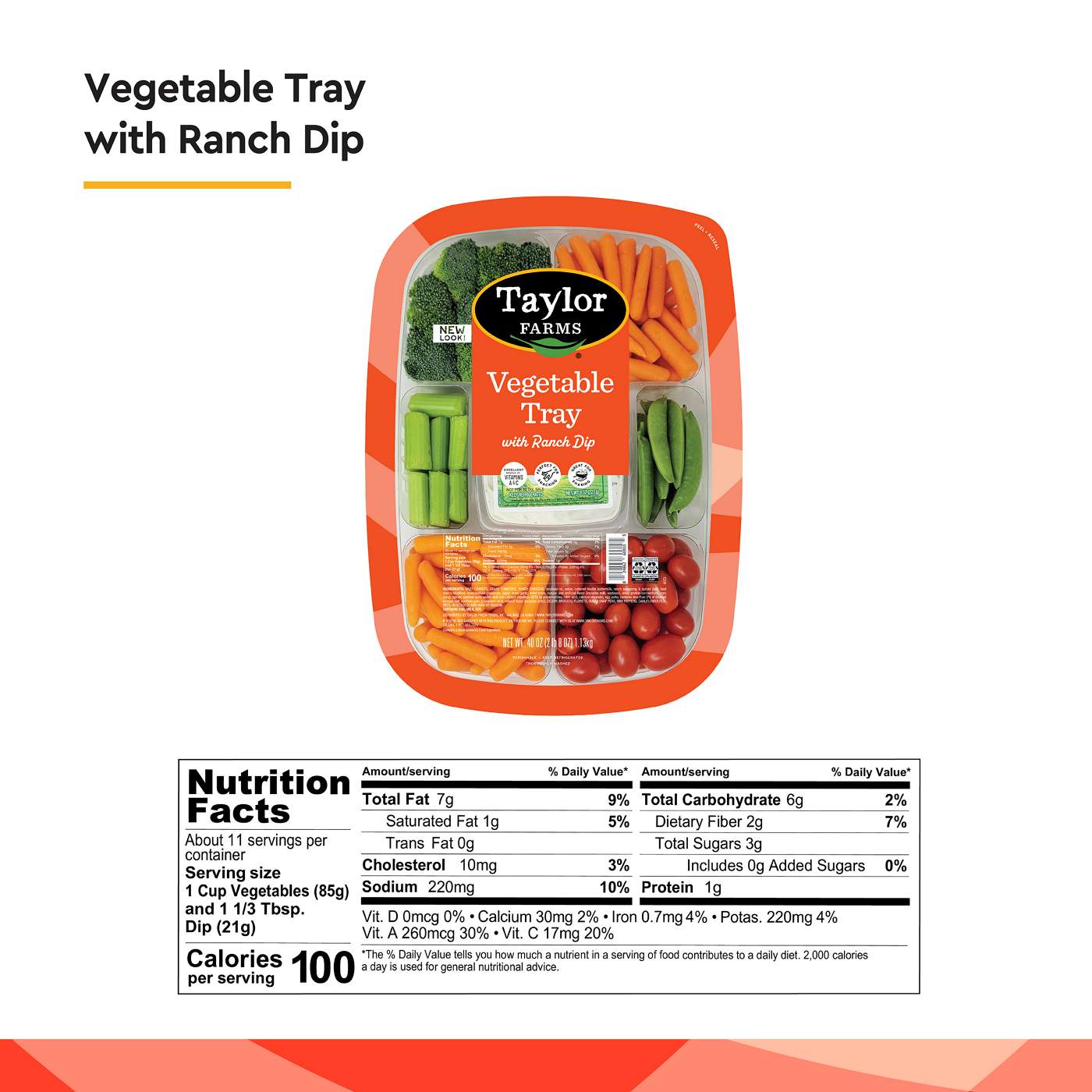 Taylor Farms Vegetable Tray with Dip - Shop Standard party trays at H-E-B