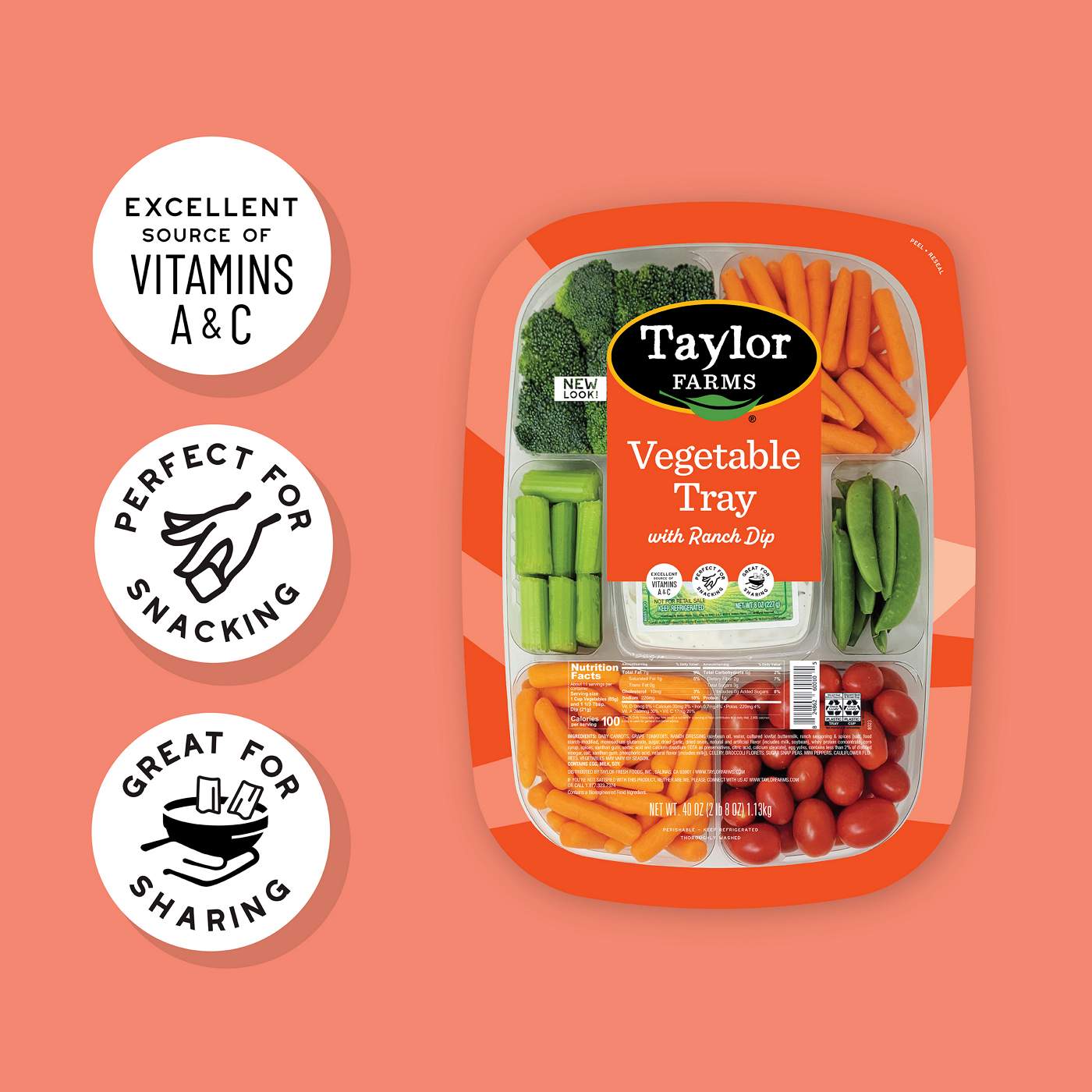 Taylor Farms Vegetable Tray with Dip - Shop Standard party trays at H-E-B
