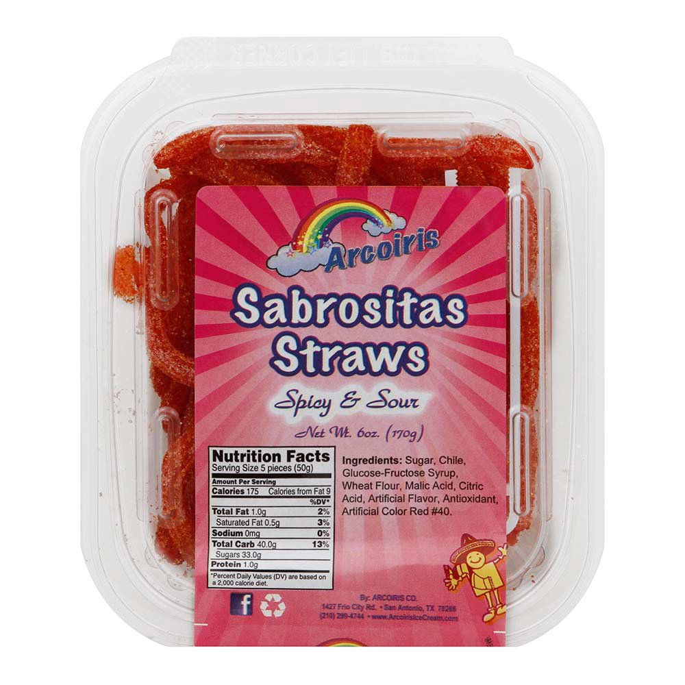 Arcoiris Spicy & Sour Sabrositas Straws Candy - Shop Snacks & Candy at ...