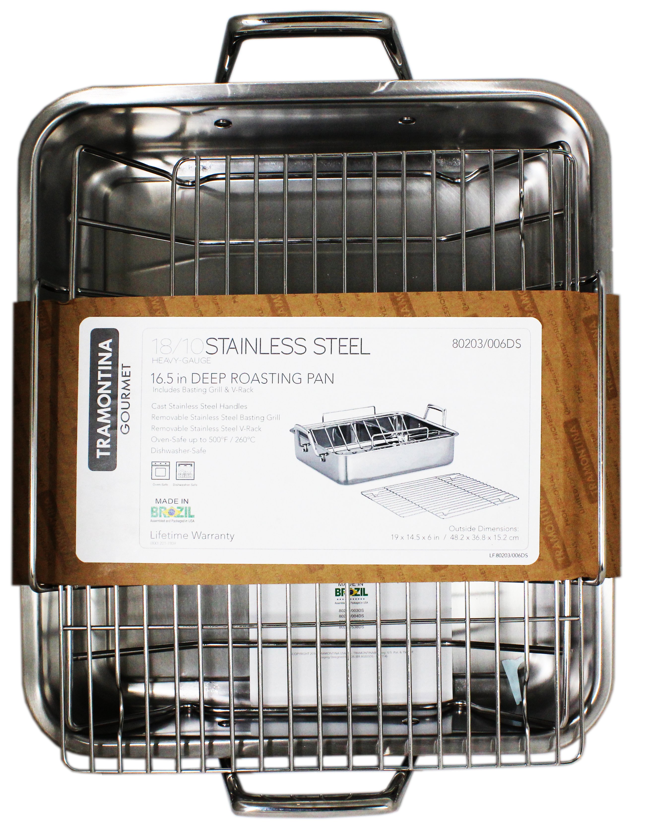 Tramontina Prima 16.5in Deep Roasting Pan With V Rack - Shop Stock pots ...