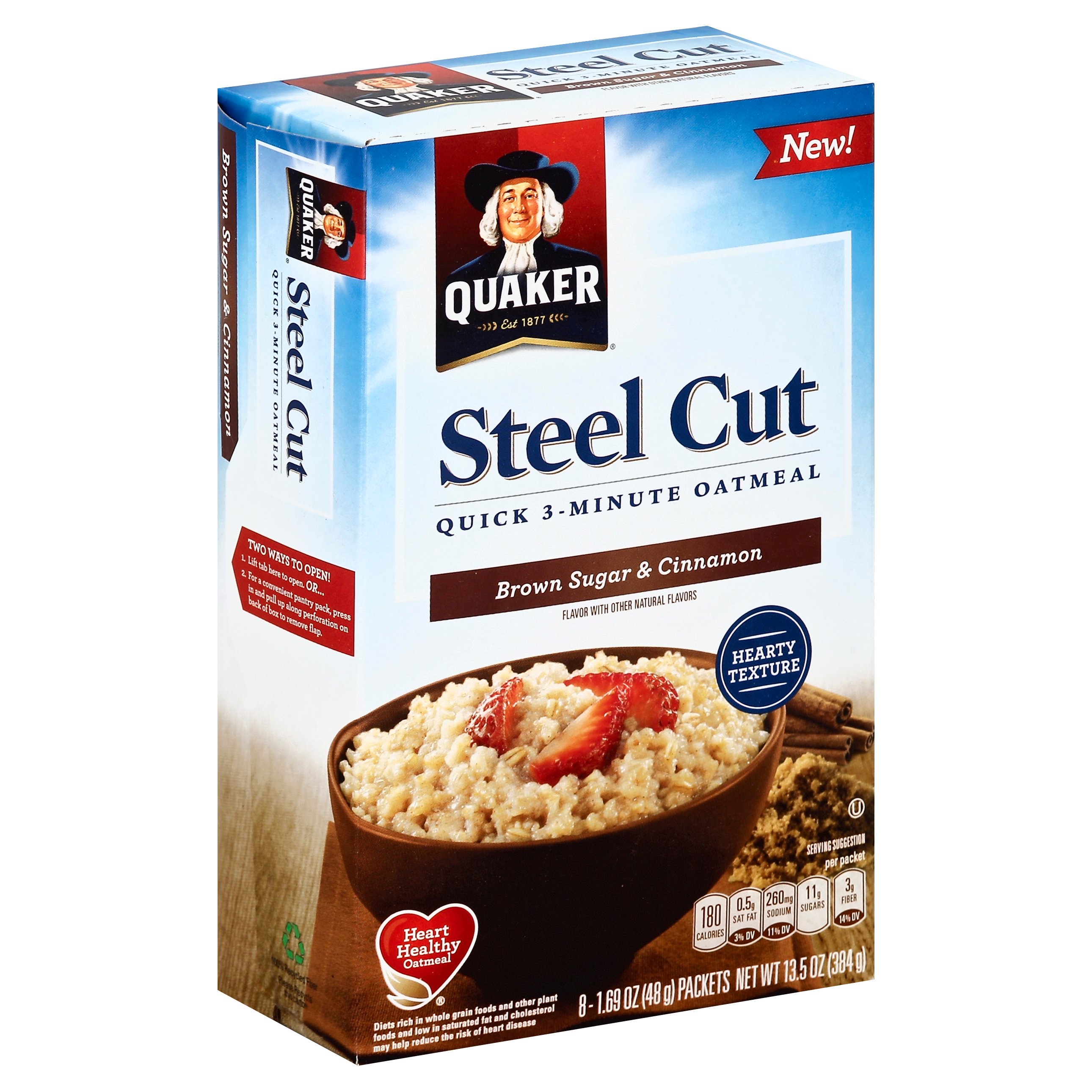 Quaker Steel Cut Quick 3 Minute Brown Sugar & Cinnamon - Shop Oatmeal ...