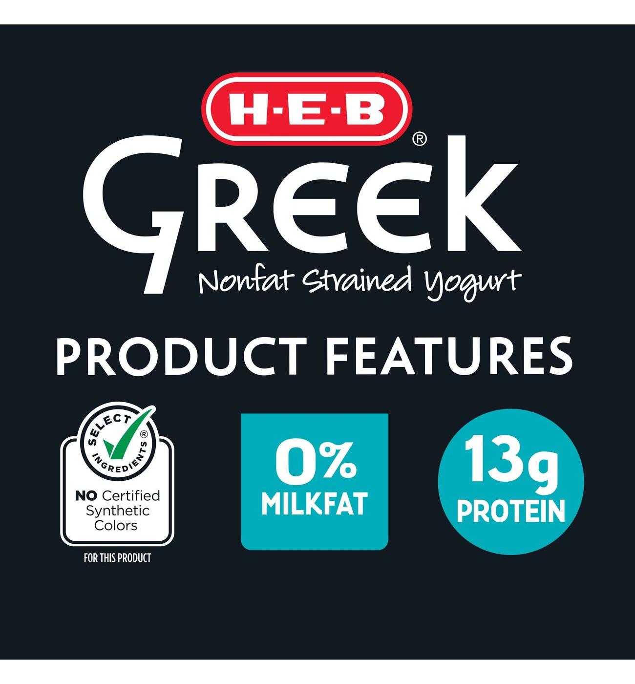 H-E-B 13g Protein Greek 100 Calories Nonfat Yogurt - Strawberries ...