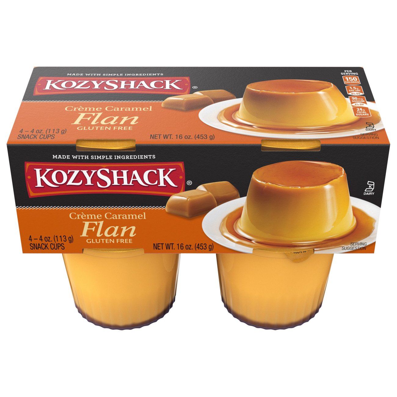 Kozy Shack Gluten Free Creme Caramel Flan Snack Cups - Shop Flan ...
