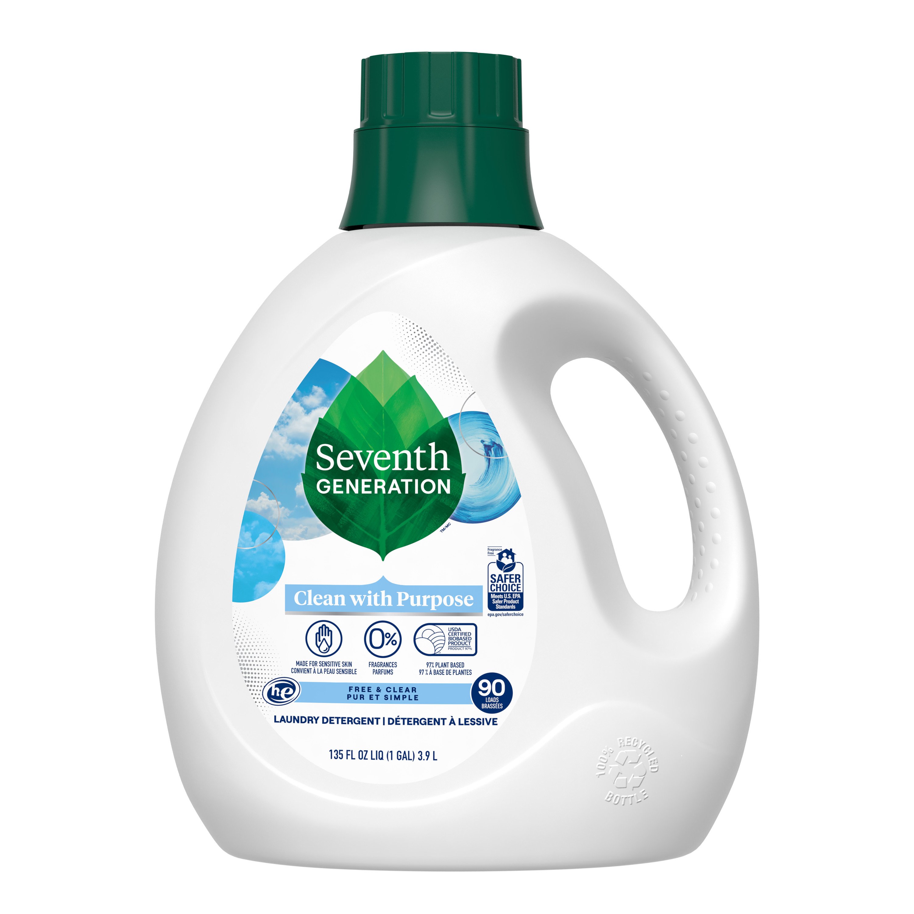 Seventh Generation HE Liquid Laundry Detergent, 90 Loads - Free & Clear ...