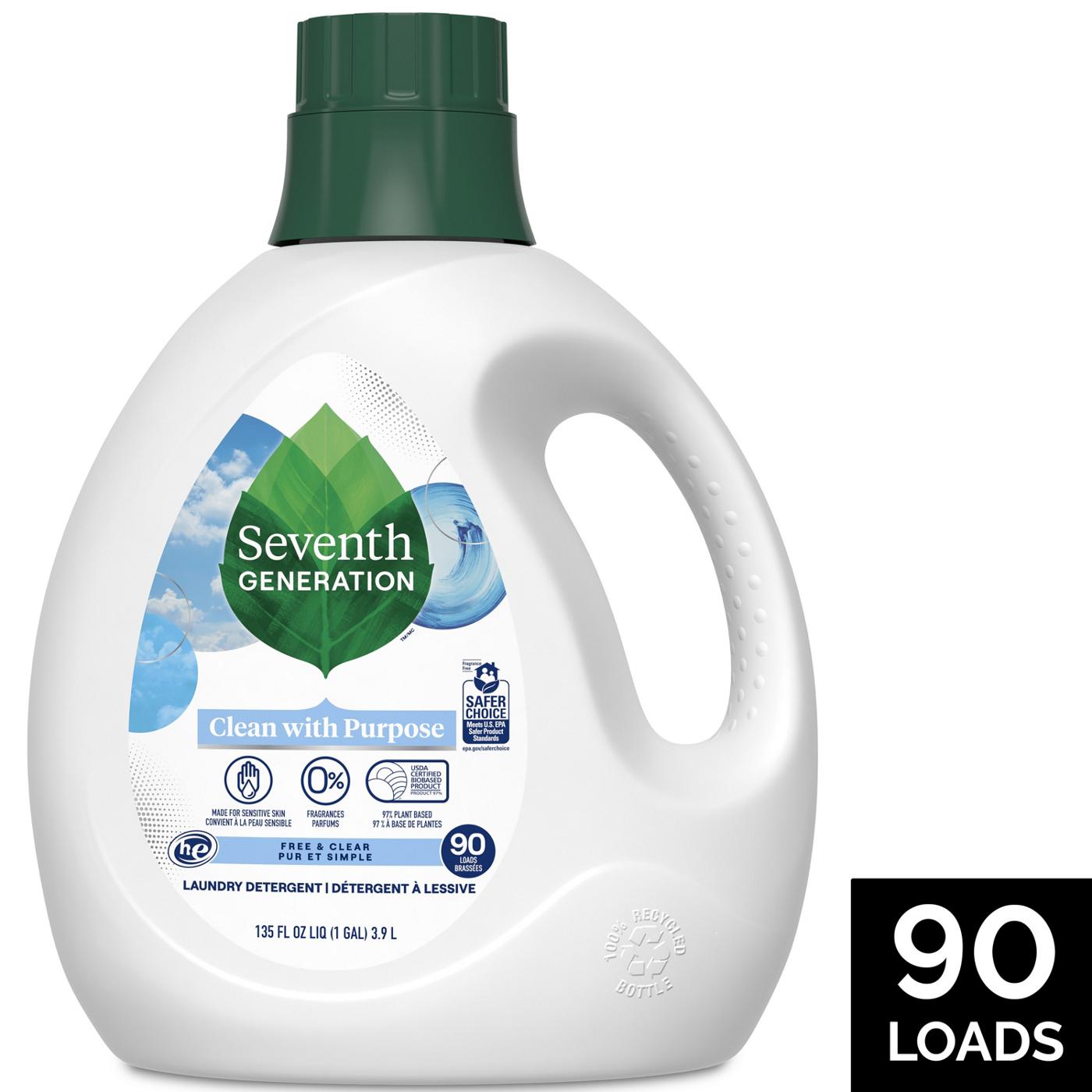 Seventh Generation HE Liquid Laundry Detergent, 90 Loads - Free & Clear ...