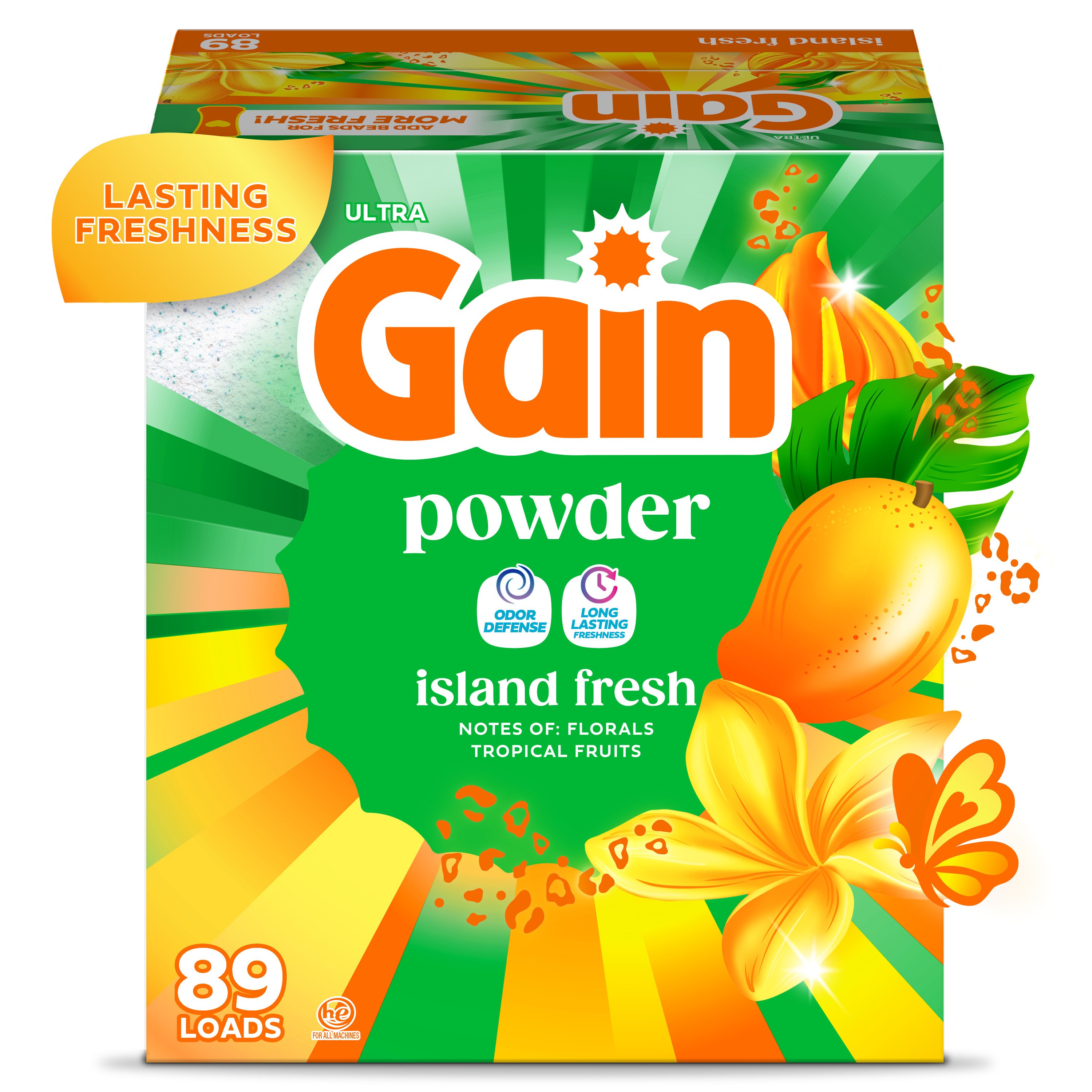 Gain Powder Laundry Detergent, Island Fresh Scent, 69 Loads - Shop ...