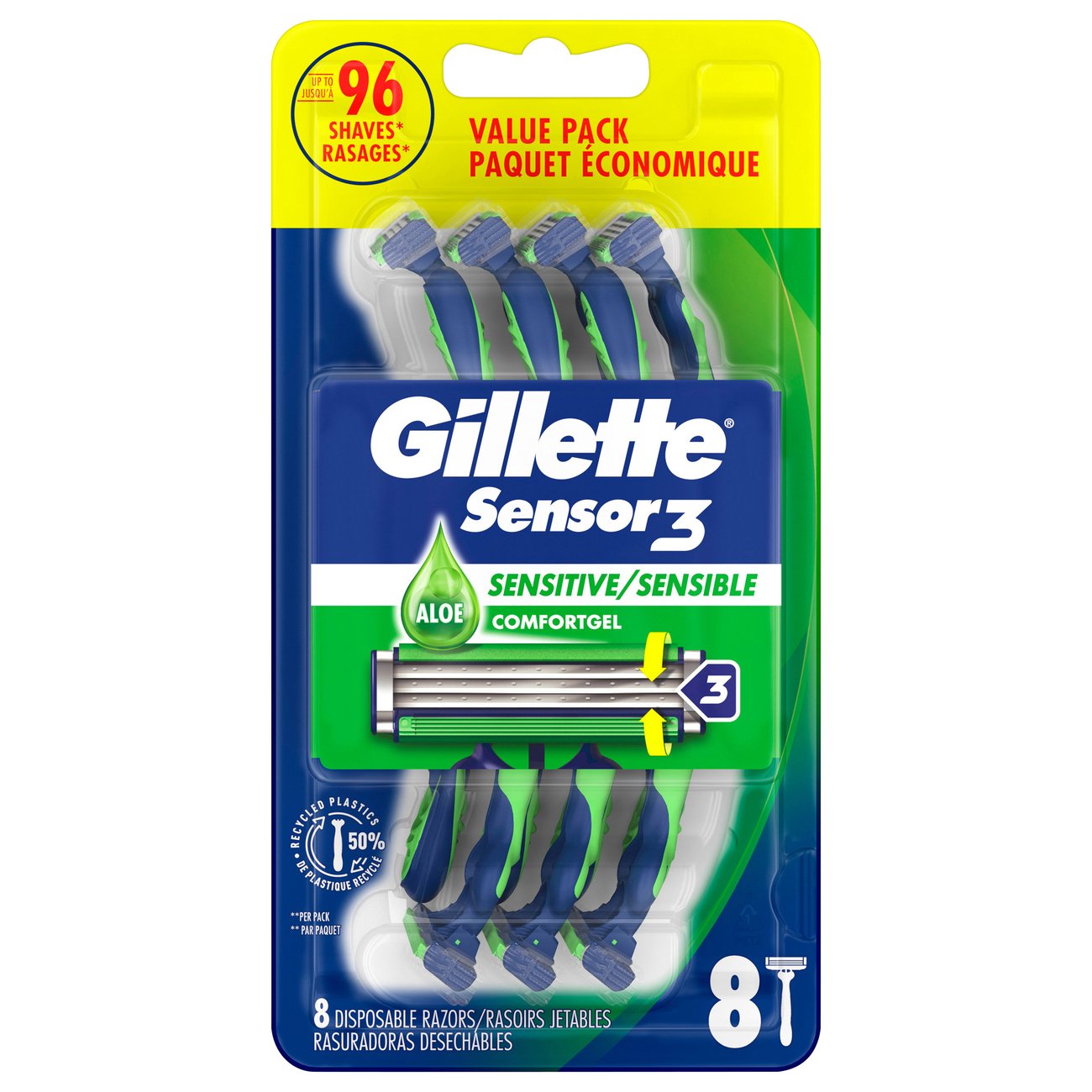 Gillette Sensor3 Sensitive Men's Disposable Razor - Shop Razors ...