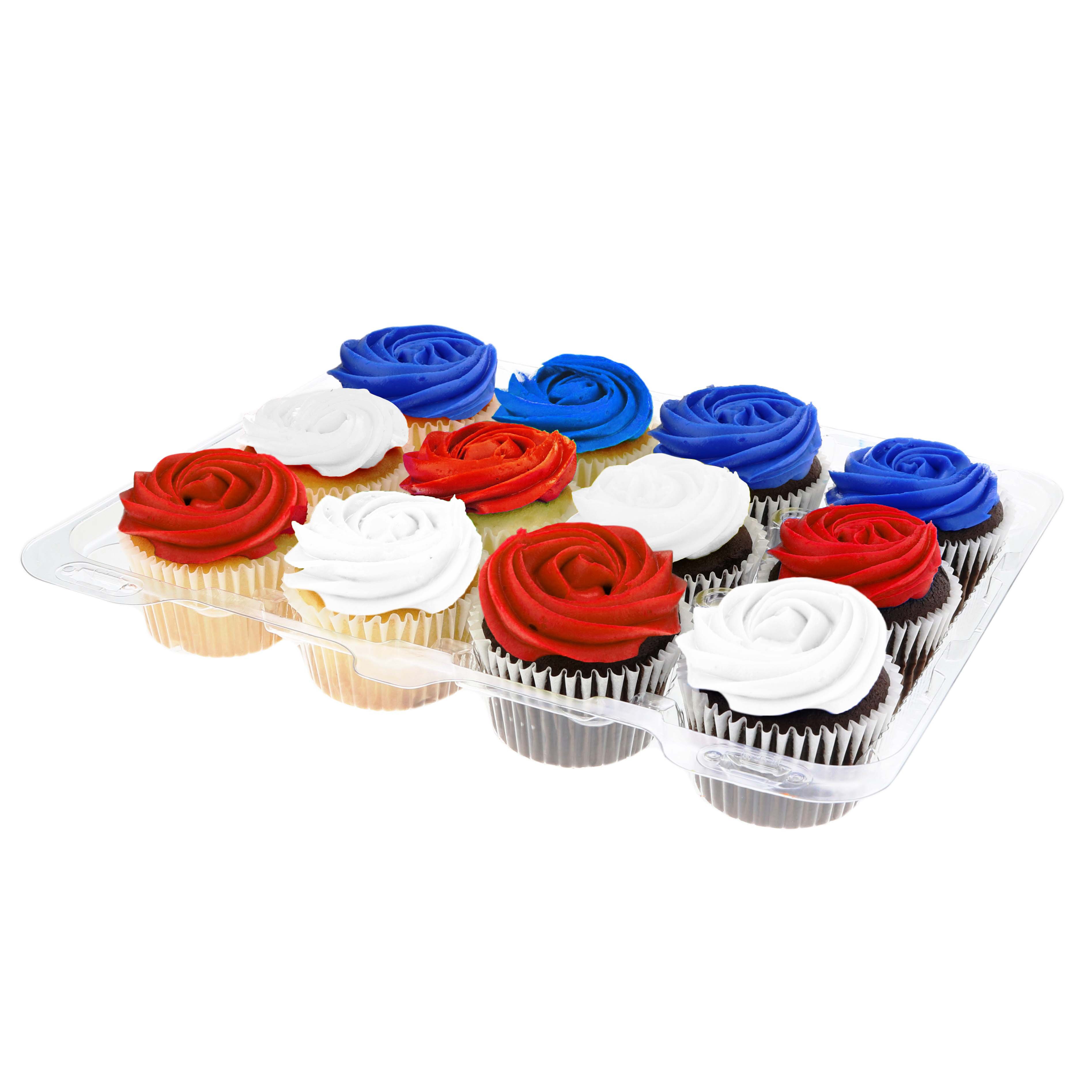 H-E-B 6 White and 6 Chocolate Cupcakes with Colored Elite Frosting, 12 ...