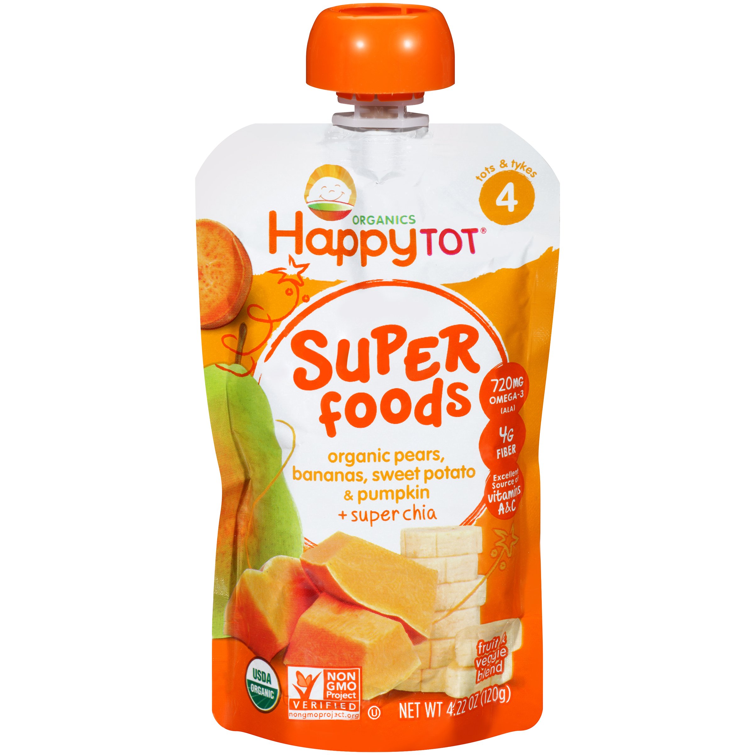Happy Tot Organics Superfoods Pouch - Pears Bananas Sweet Potato ...