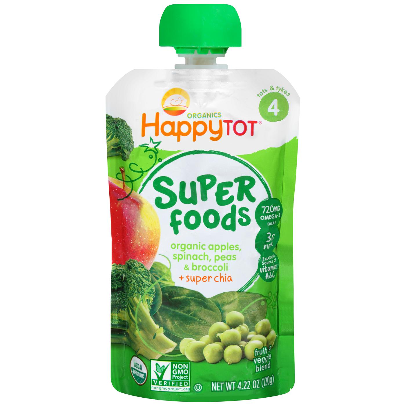 Happy Tot Organics Superfoods Pouch - Apples Spinach Peas & Broccoli ...