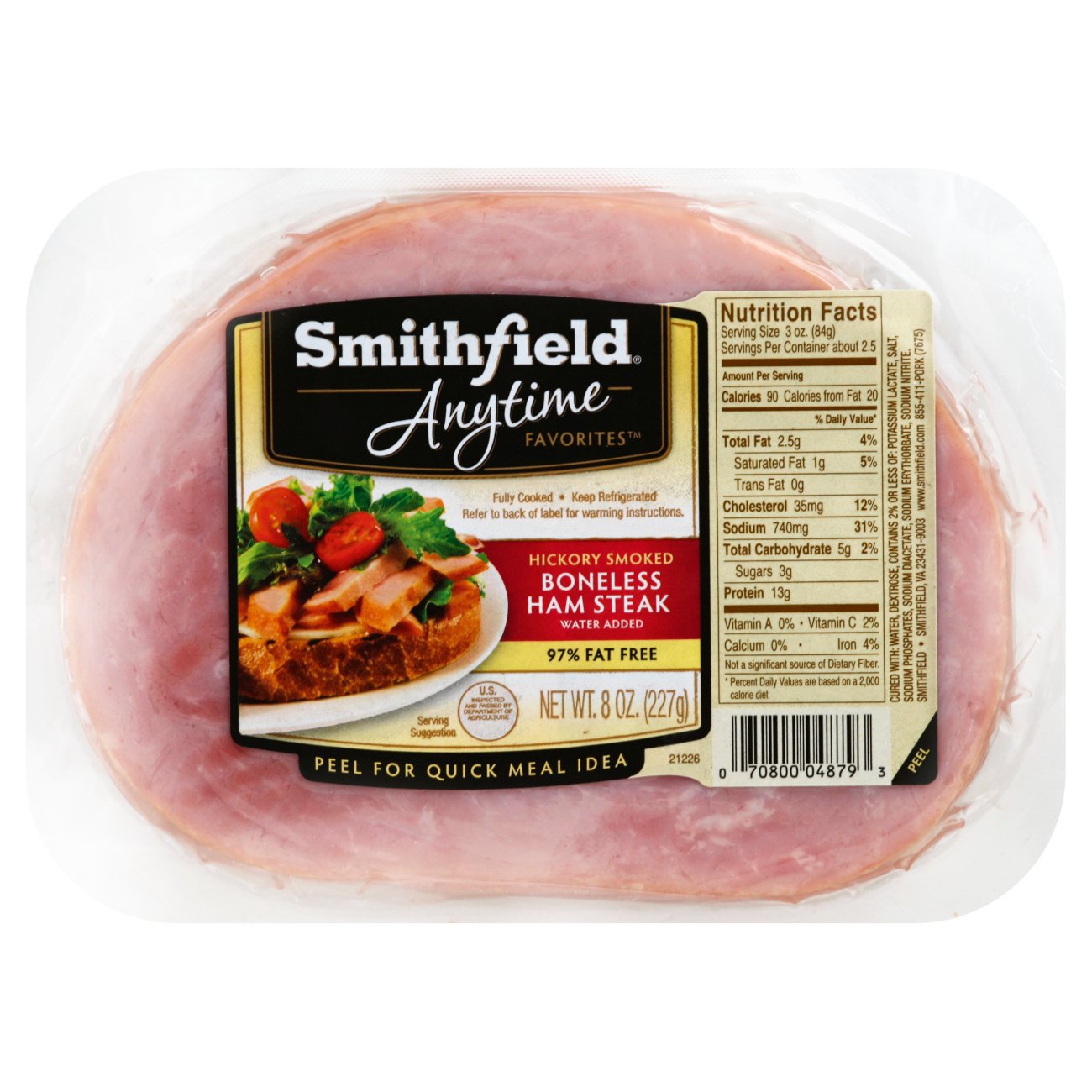 Smithfield Anytime Favorites Boneless Hickory-Smoked Ham Steak - Shop ...
