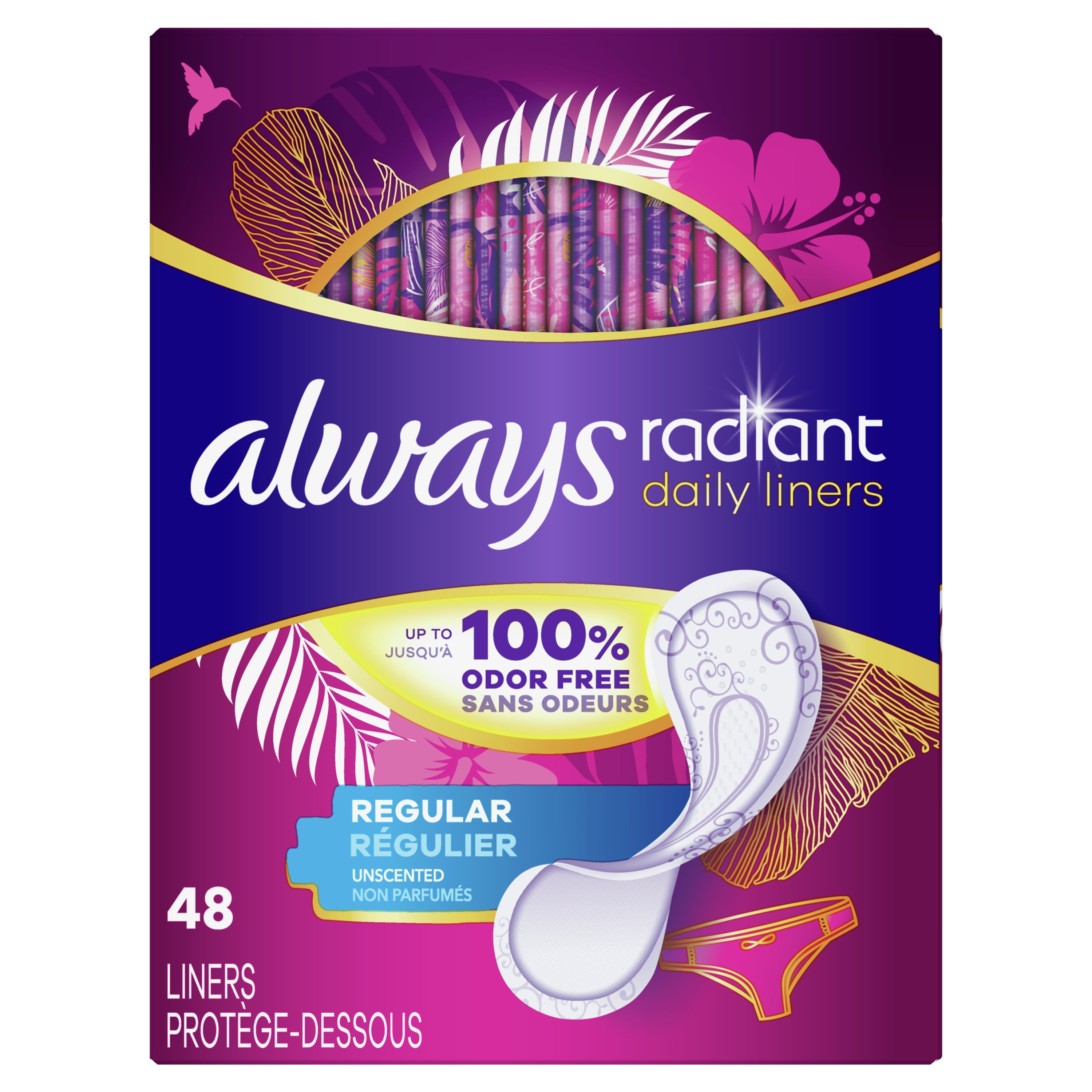 Always Radiant Daily Liners Regular Unscented - Shop Pads & liners at H-E-B